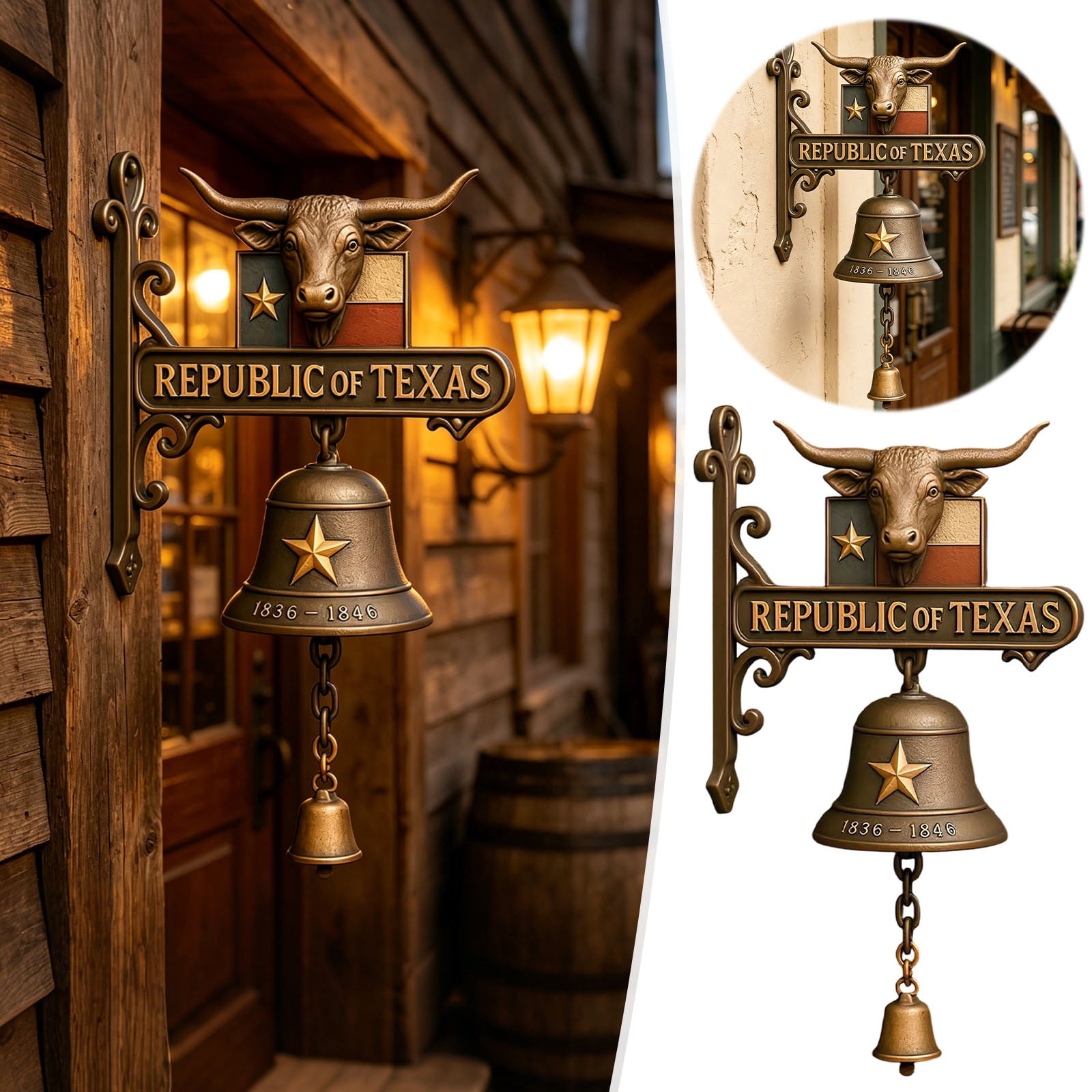 Cadancy Vintage Door Bell Decorative Cast Iron Wall Mounted Chime with ...