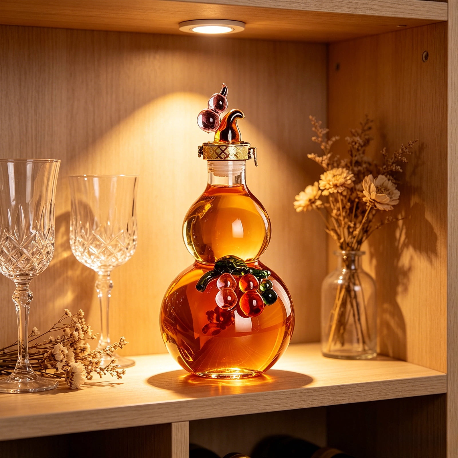 Cadancy Whiskey Decanter Gourd Shaped High Borosilicate Glass Bottle ...