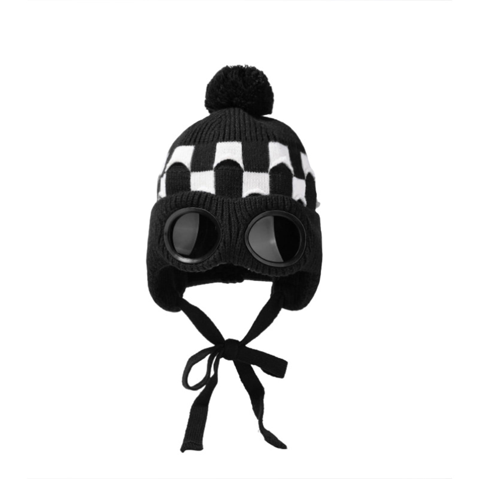 Cadancy Winter Beanies for Women Plaid Printed Drawstring Pompom Warm ...