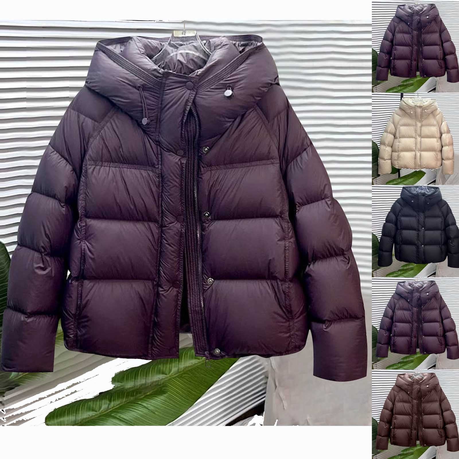 Cadancy Womens Quilted Jacket with Hood Oversized Puffy Raglan Long ...