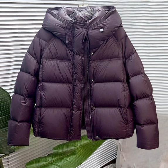 Cadancy Womens Quilted Jacket with Hood Oversized Puffy Raglan Long ...