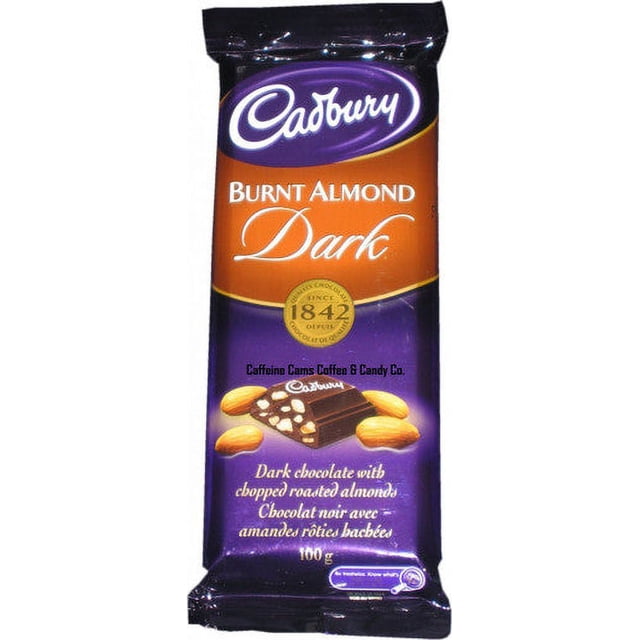 Cadbury Burnt Almond Dark Chocolate Candy Bar, 100 Grams/3.5 Ounces ...