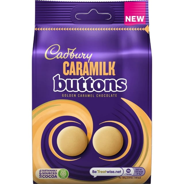 Cadbury Dairy Milk Caramel Chocolate Caramilk Buttons Bag, 105g ...