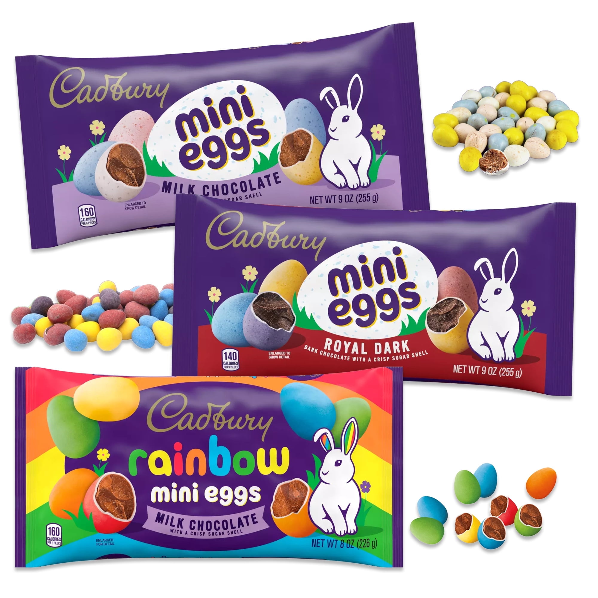 Cadbury Chocolate Eggs Easter Candy Variety 3 Pack- Rainbow, Milk and ...