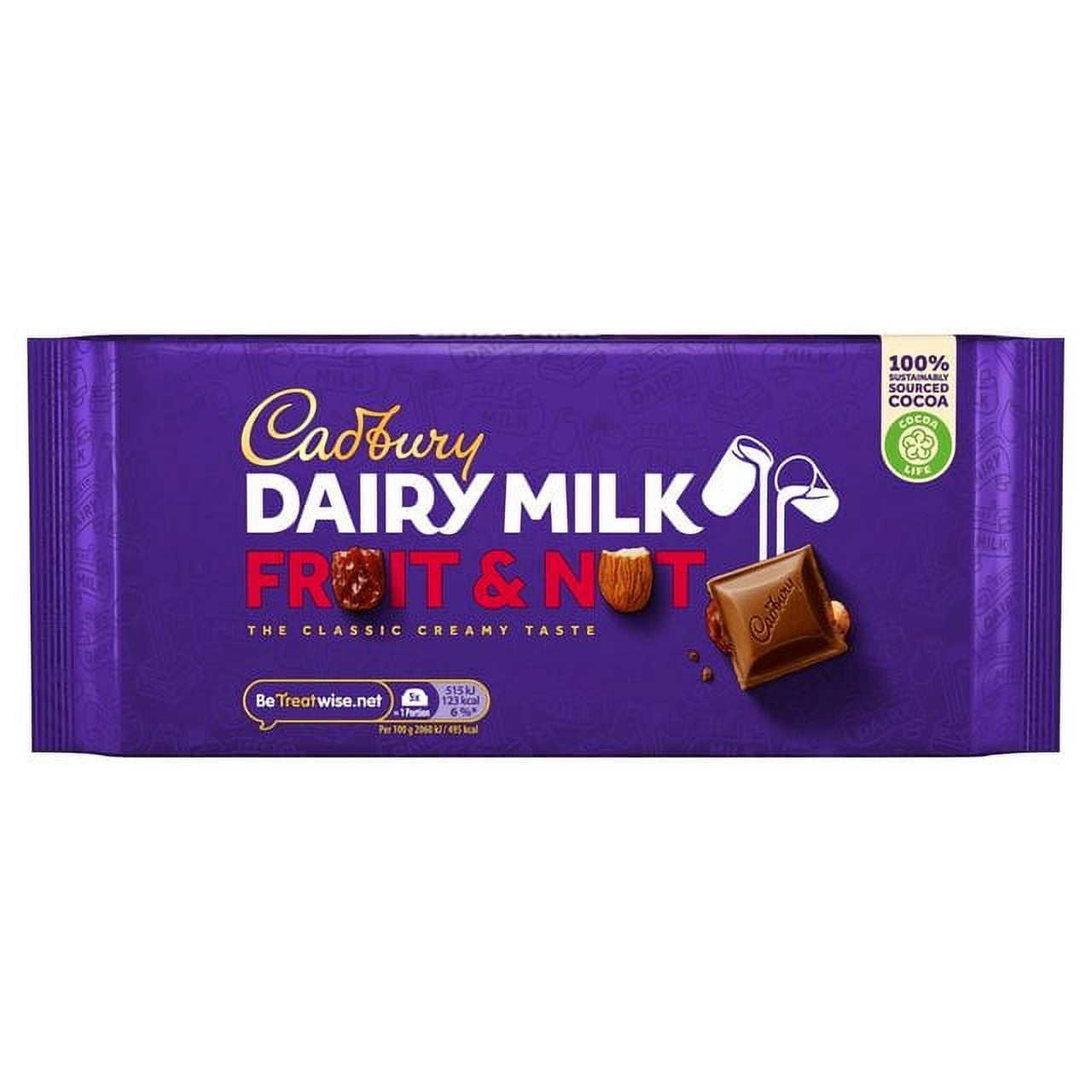 Cadbury Dairy Milk Fruit & Nut Chocolate Bar 180g - Walmart.com
