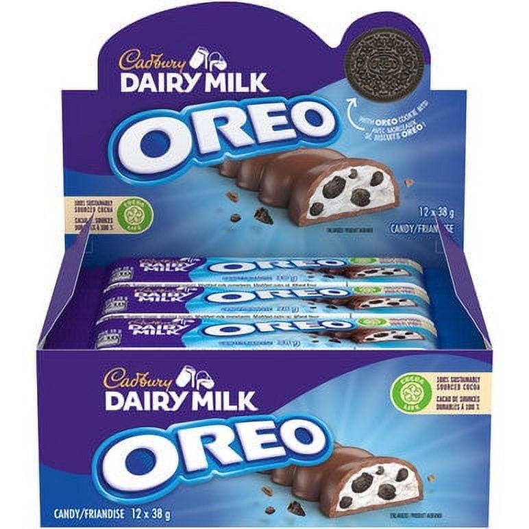 New Cadbury Dairy Milk Oreo Chocolate Bars, 38g, 12ct - Crunchy Cookie ...