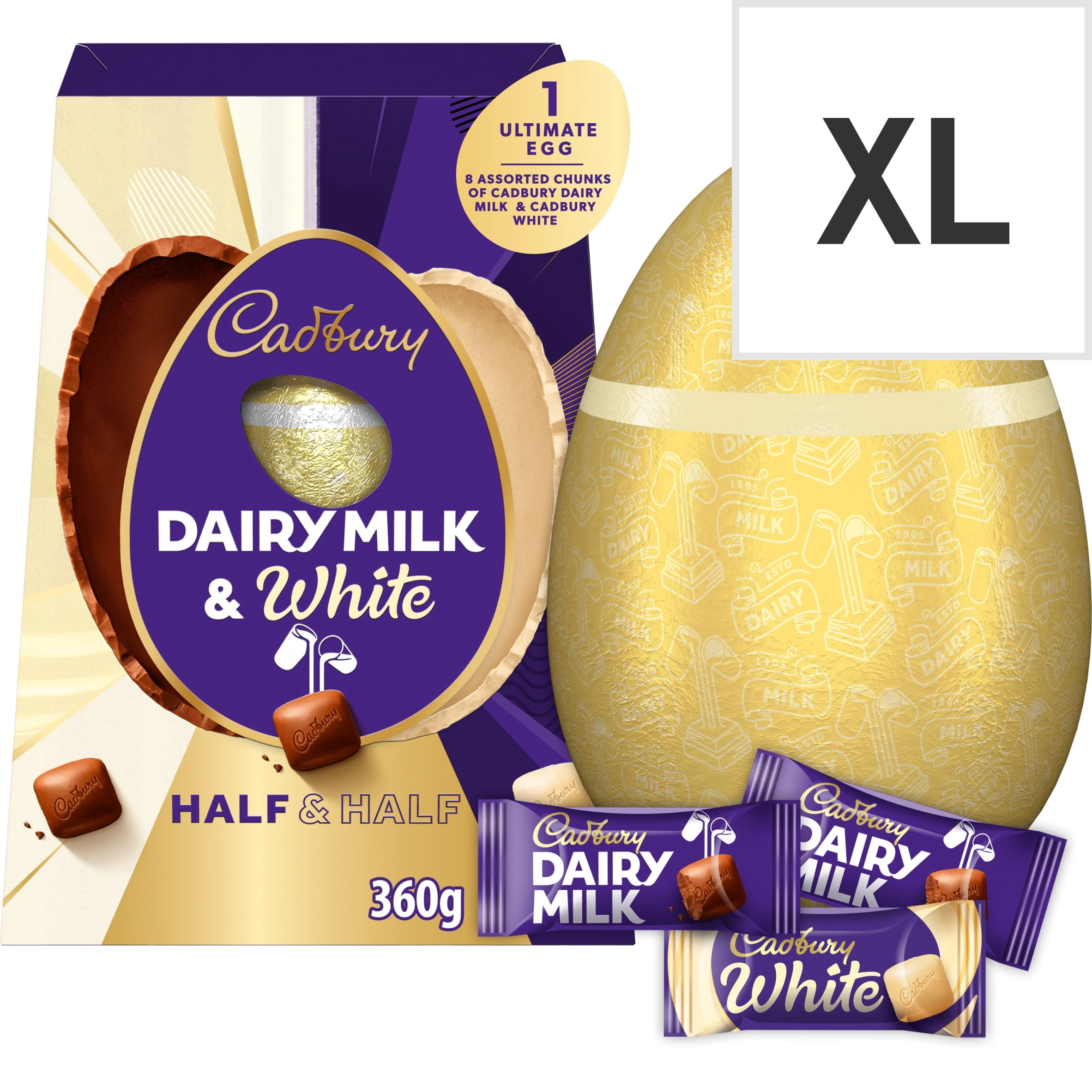 Cadbury Dairy Milk & White half & Half Shell Egg 360G, Imported from ...