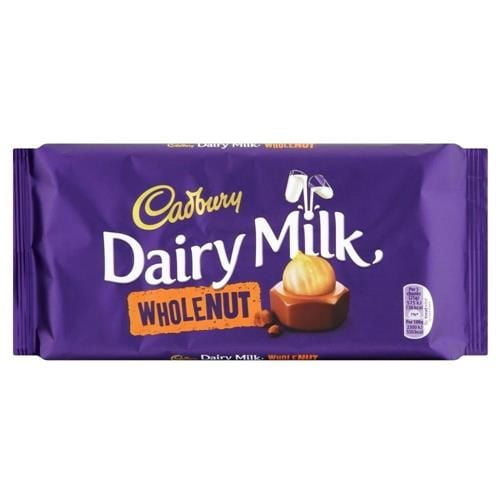 Cadbury Dairy Milk Whole Nut Bar 180G (Pack Of 2) Packaging May Vary ...