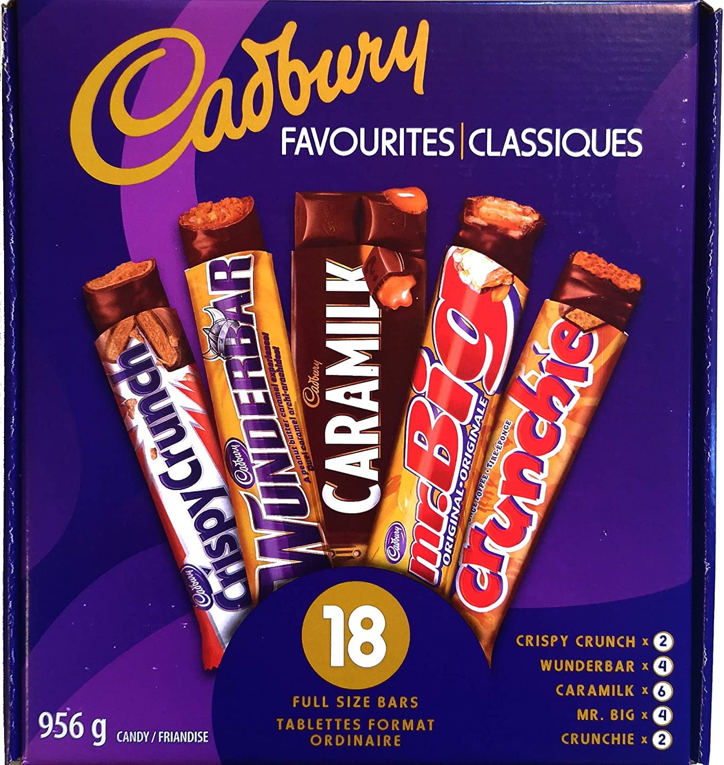 Cadbury Favourites Candy Pack - 18 Full Size Caramel Chocolate Bars, 2 ...
