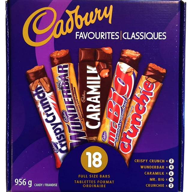 Cadbury Favourites Candy Pack - 18 Full Size Caramel Chocolate Bars, 2 ...