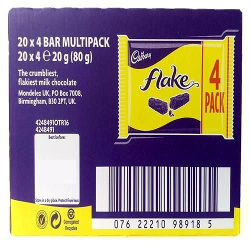 Cadbury Flake 4 Bars Of 20G Each ( 80G ) - Pack Of 20 Packaging May ...