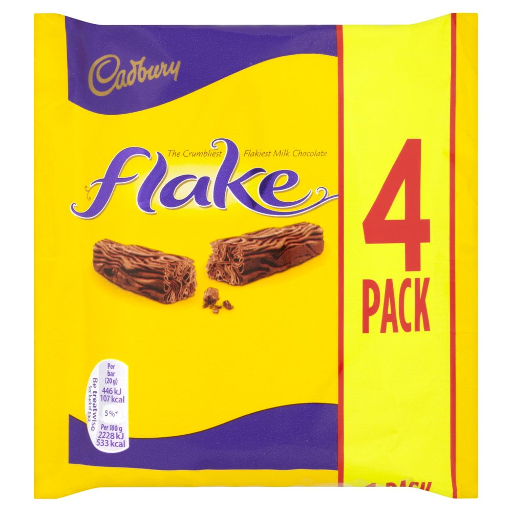 Cadbury Flake Milk Chocolate 4pk Candy Bars Pack (80g) - Walmart.com