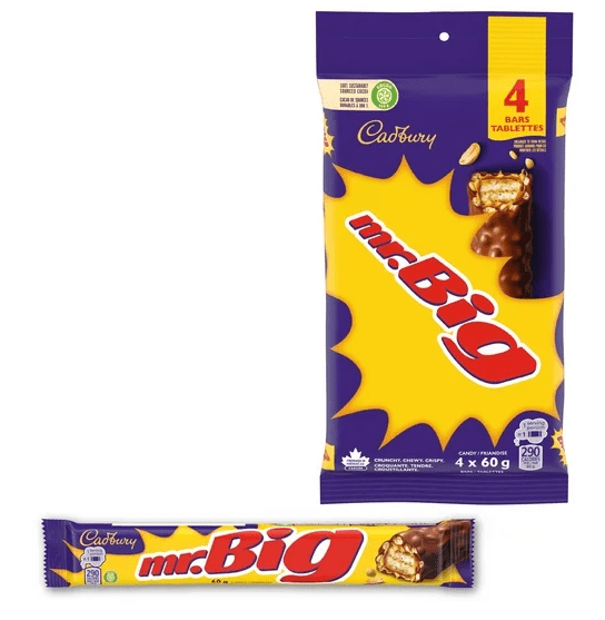 Cadbury Mr. Big, Multipack Chocolate Bars 4ct, 240g - Walmart.com