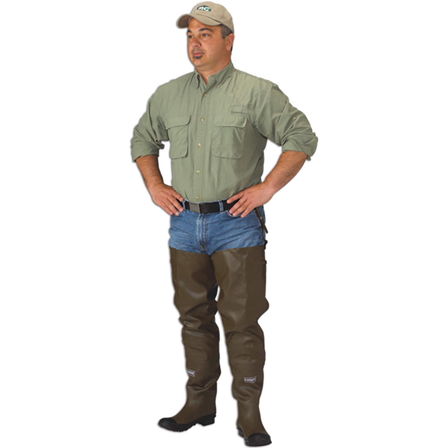 Caddis Mens Brown Rubber Hip Boots with Knee Harness - Walmart.com