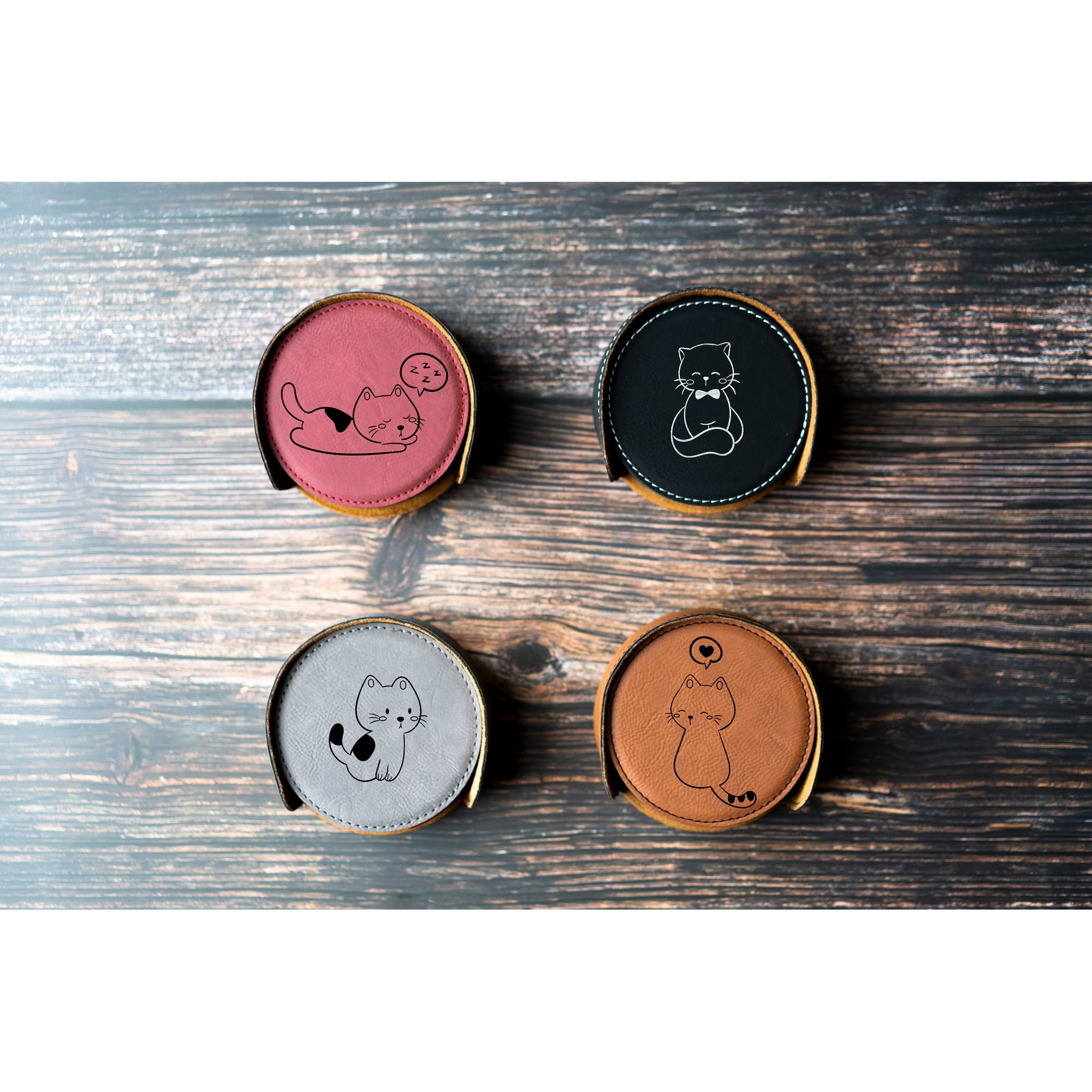 Caddy Bay Collection Set of 6 Cute Cat Coaster Grey - Walmart.com