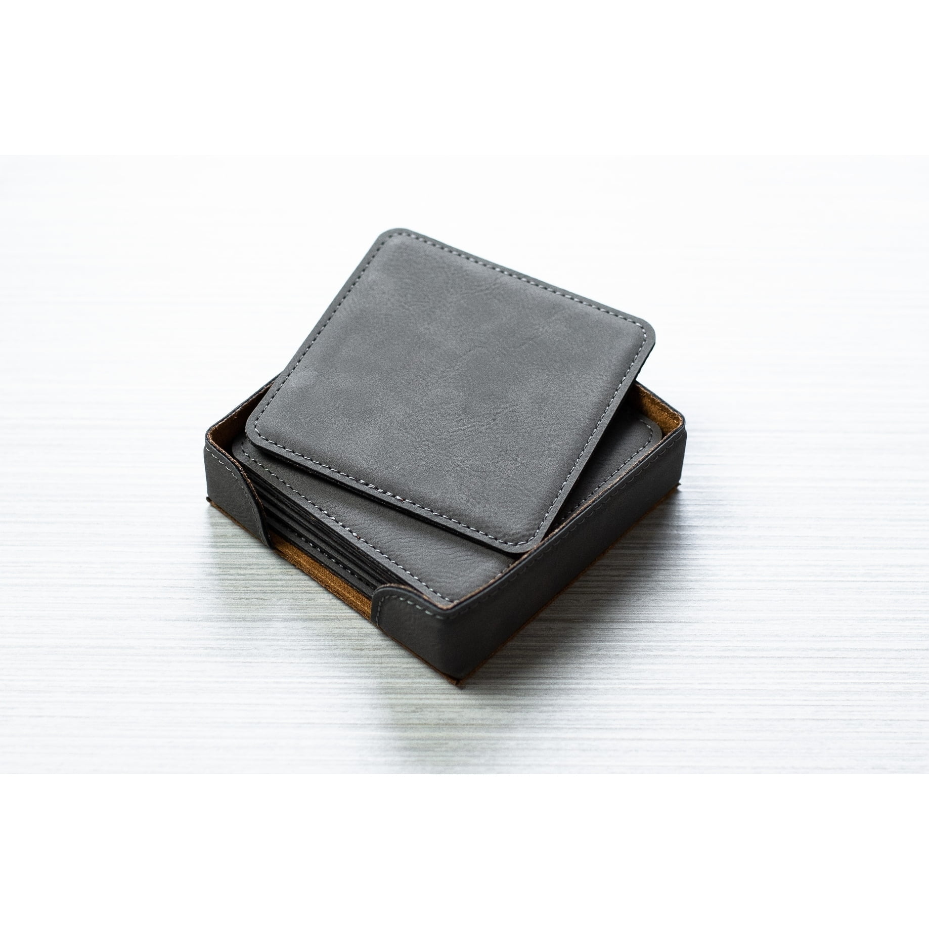 Caddy Bay Collection Square Vegan Leather Coaster - 5 Colors Grey ...