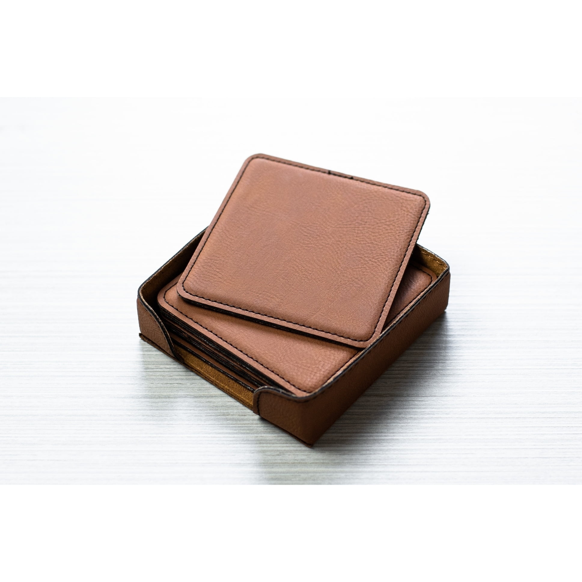 Caddy Bay Collection Square Vegan Leather Coaster - 5 Colors Rawhide ...