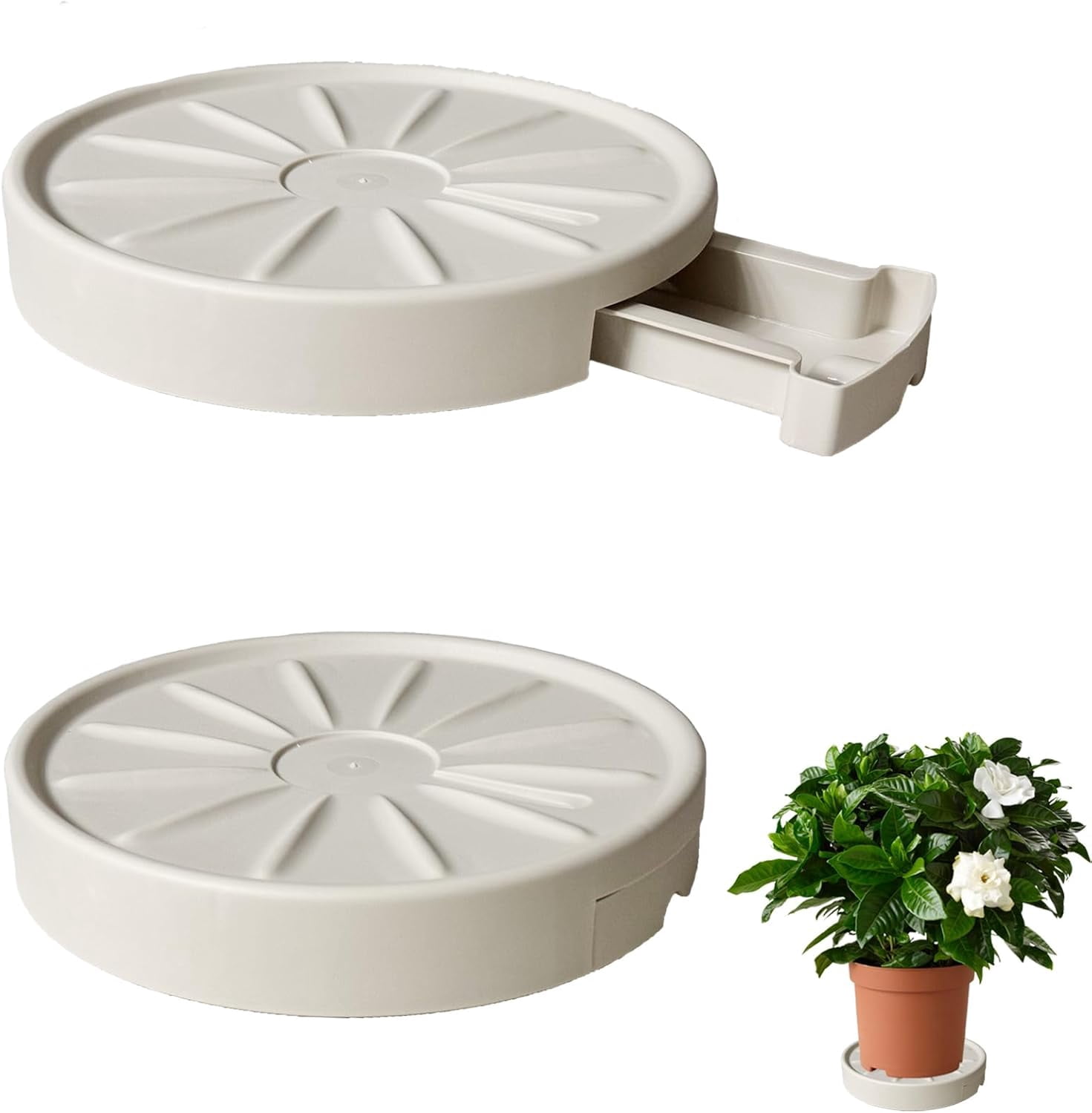 Caddy with Hidden Wheels, Indoor Rolling Plant Stand with Drain, Indoor ...