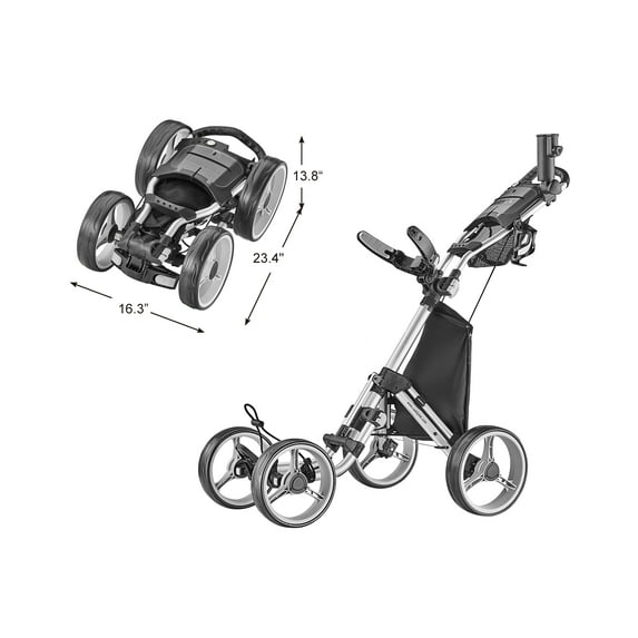 CaddyTek Superlight 4-Wheel Golf Trolley, Explorer V8 with Hand Bag ...