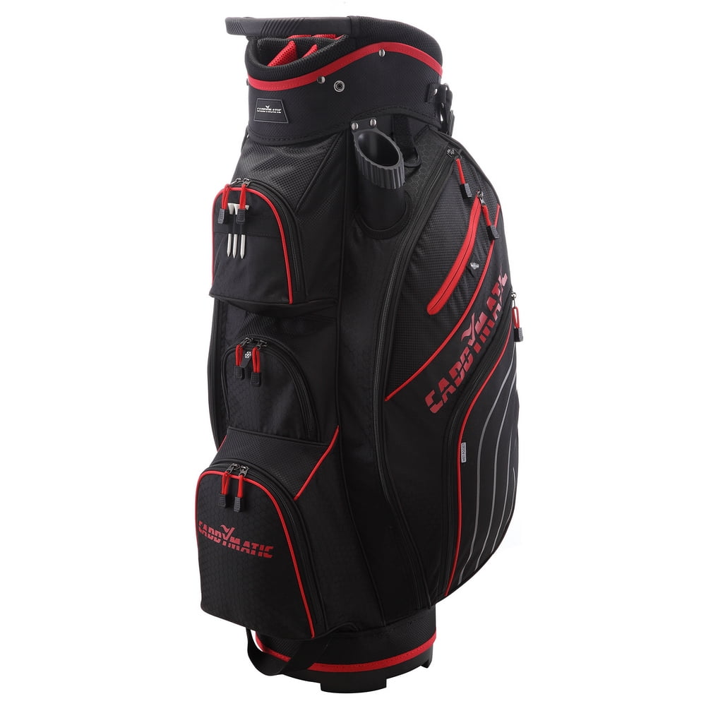 Caddymatic Golf Bag with 14-Way Cart, Grab Handle, Putter Well, Cooler ...