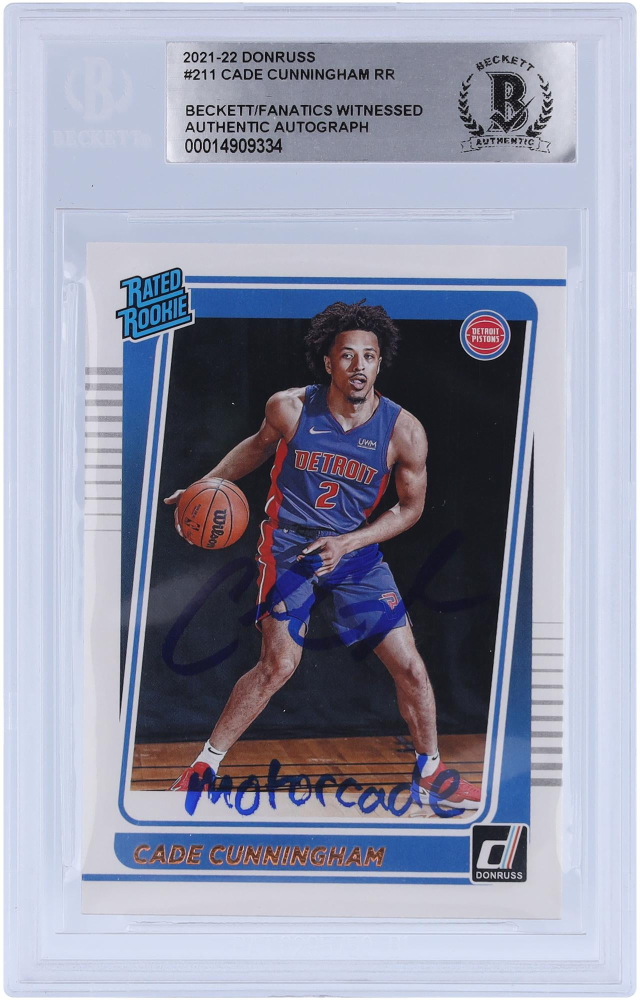 Cade Cunningham Detroit Pistons Autographed 2021-22 Panini Donruss ...