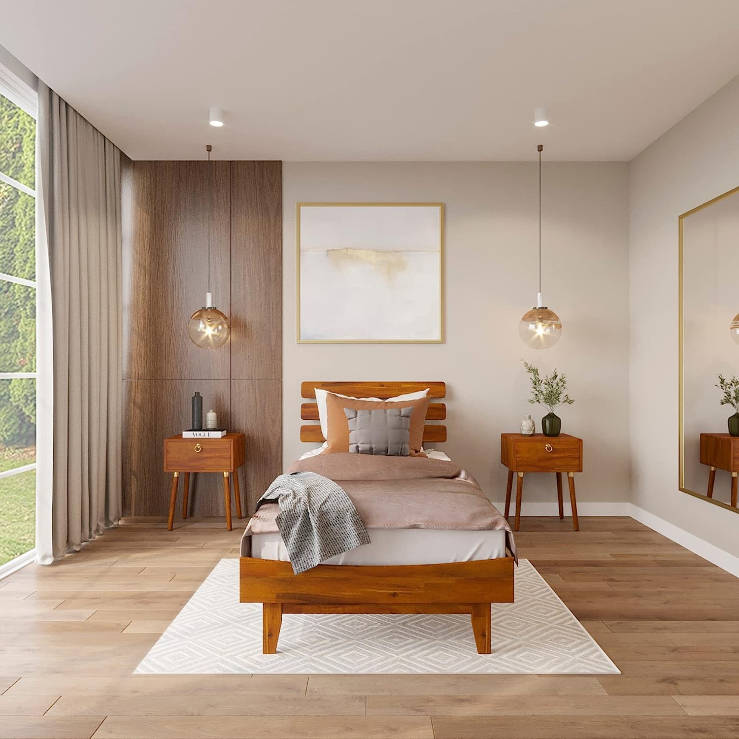 Caden 15 Inch Deluxe Bed Frame with Adjustable Headboard - Mid Century ...