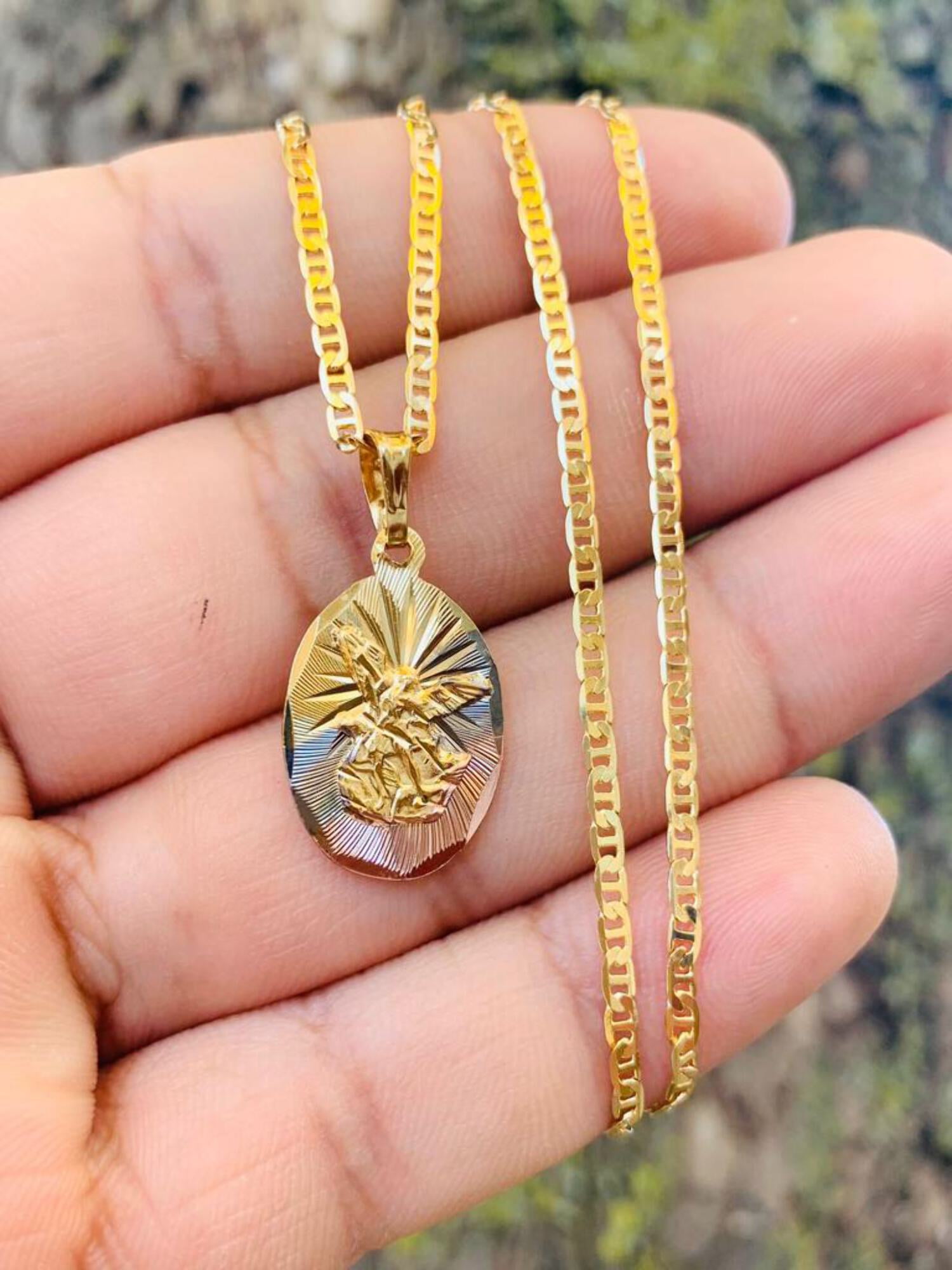 Cadena de San Miguel en Oro Laminado para Mujer Gold Filled Saint ...