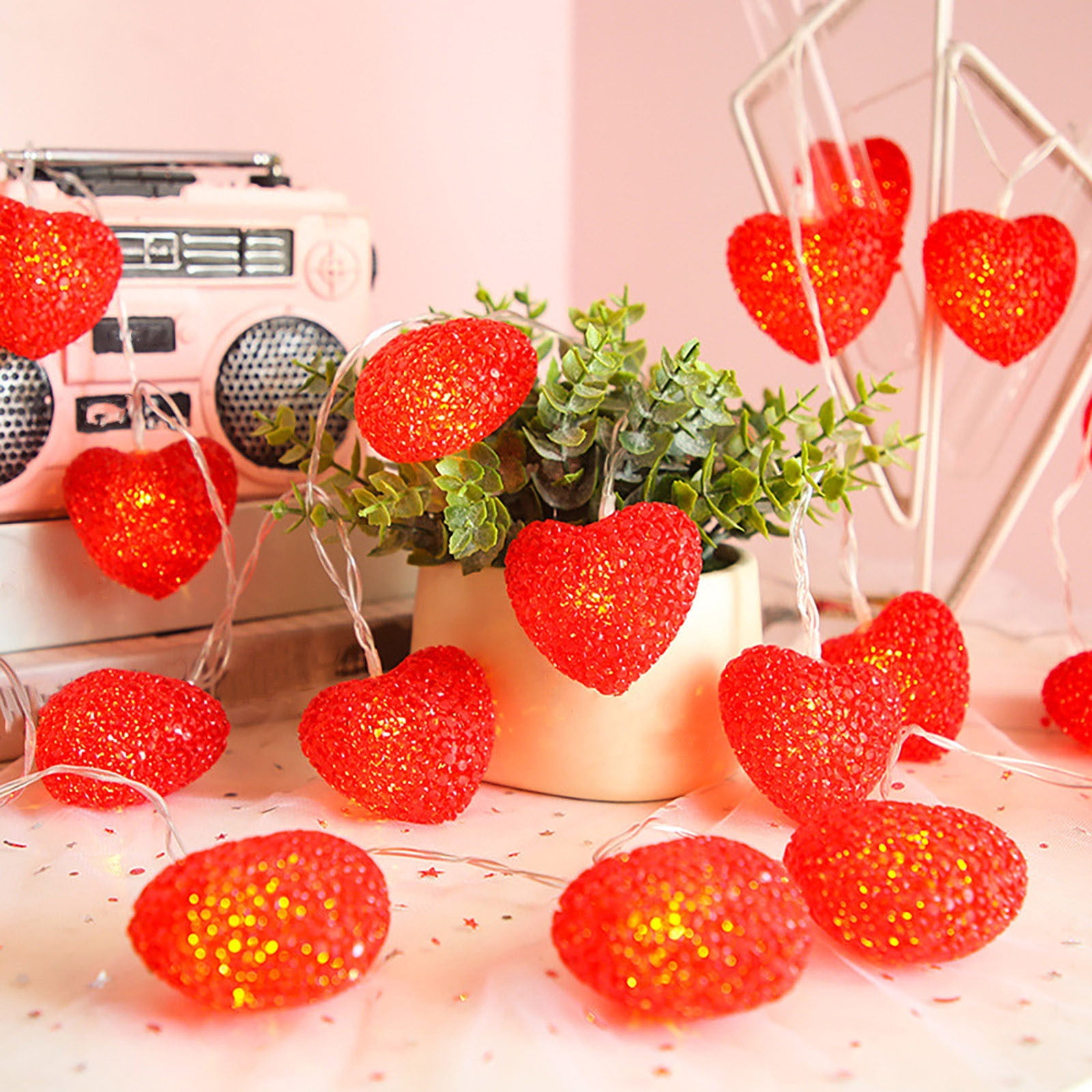 Cadena de luces LED para San Valentín, caja de batería, decoración para ...