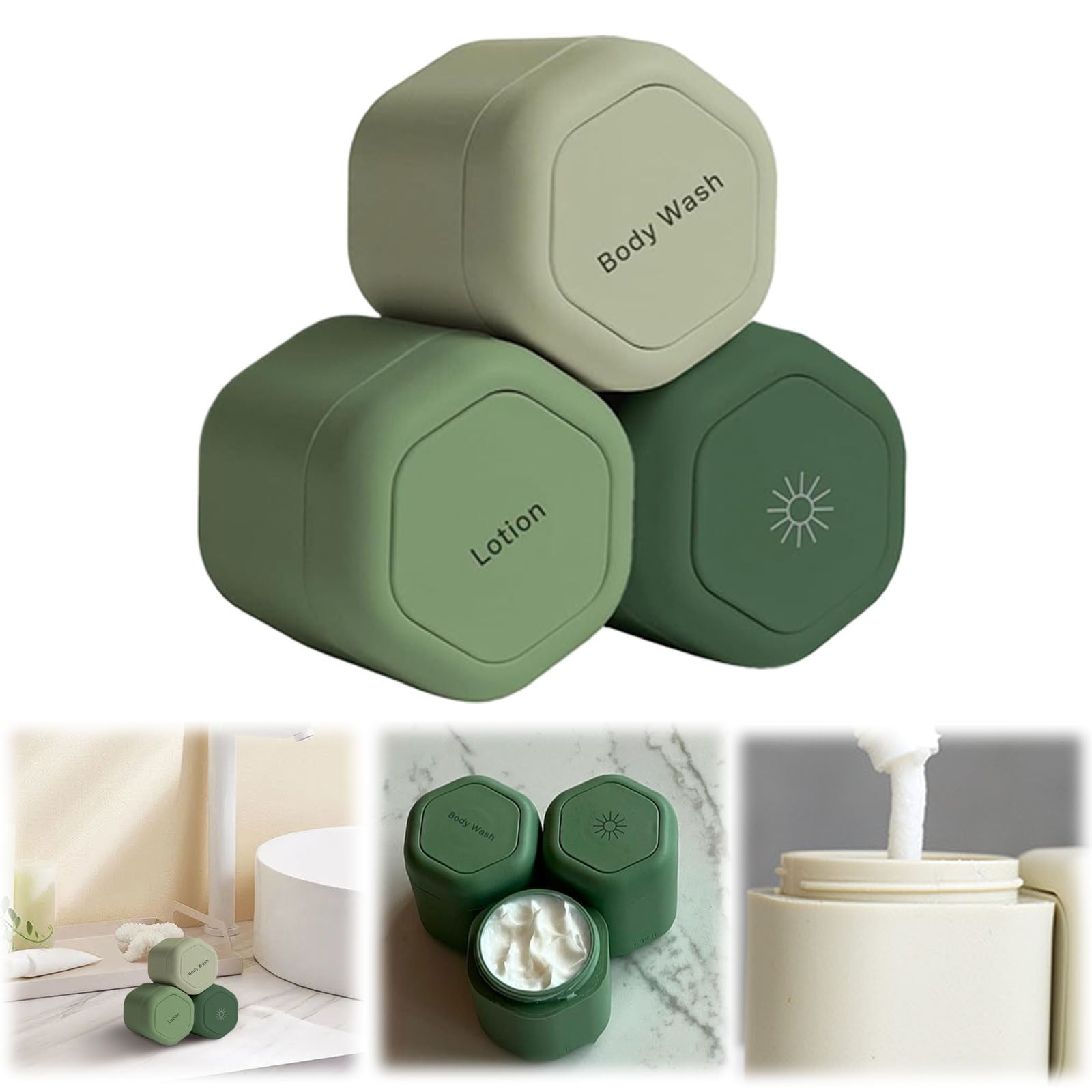 Cadence Travel Containers - Body Care Set - Travel - For Wash, Lotions ...