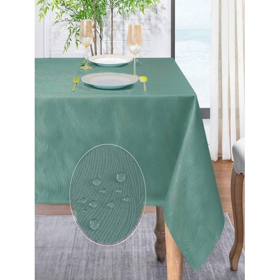 Cadet Blue Water-Repellent Jacquard Swirl Pattern Tablecloth For ...
