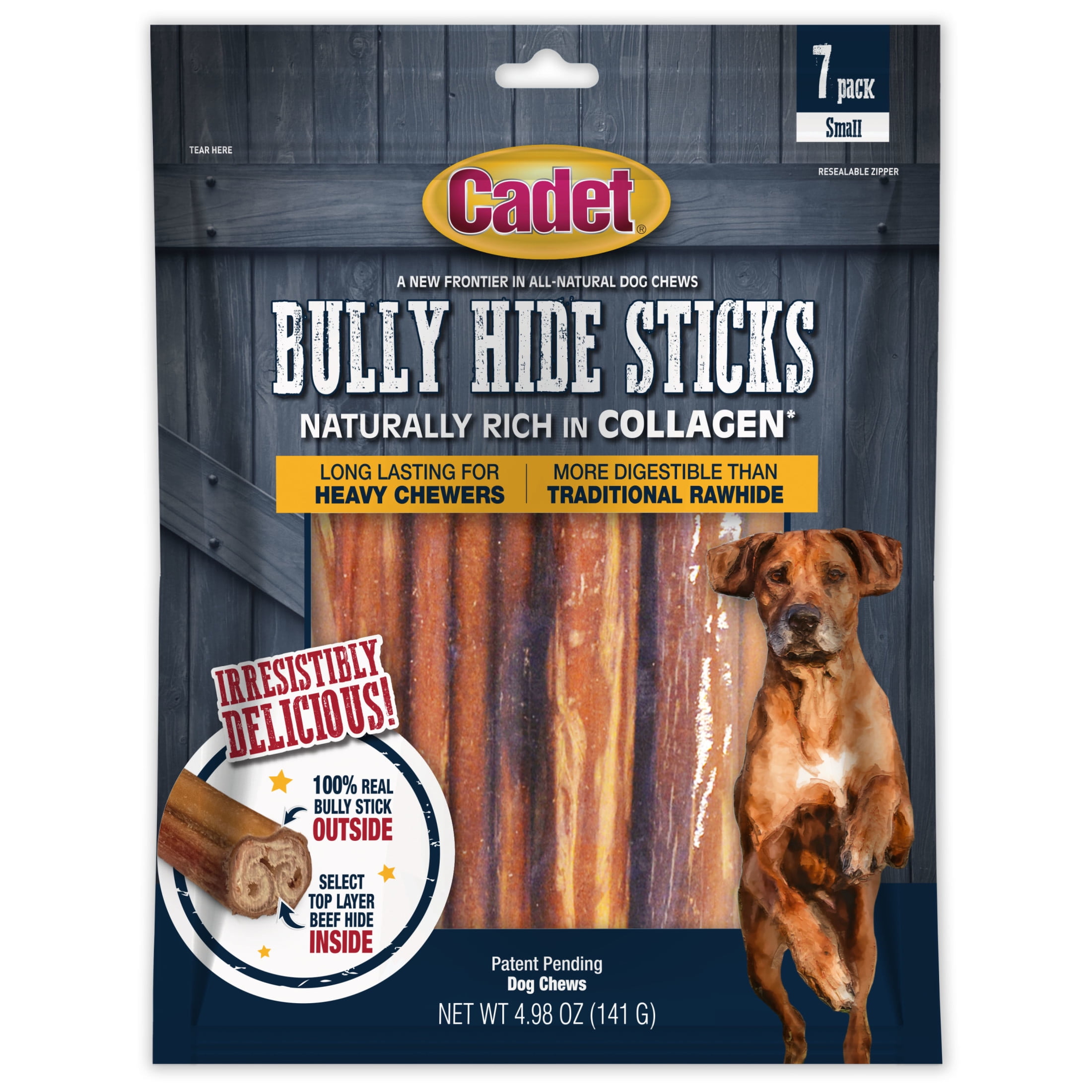 Cadet Bully Hide Sticks All-Natural Dog Chews Bully Stick Small (7 ...