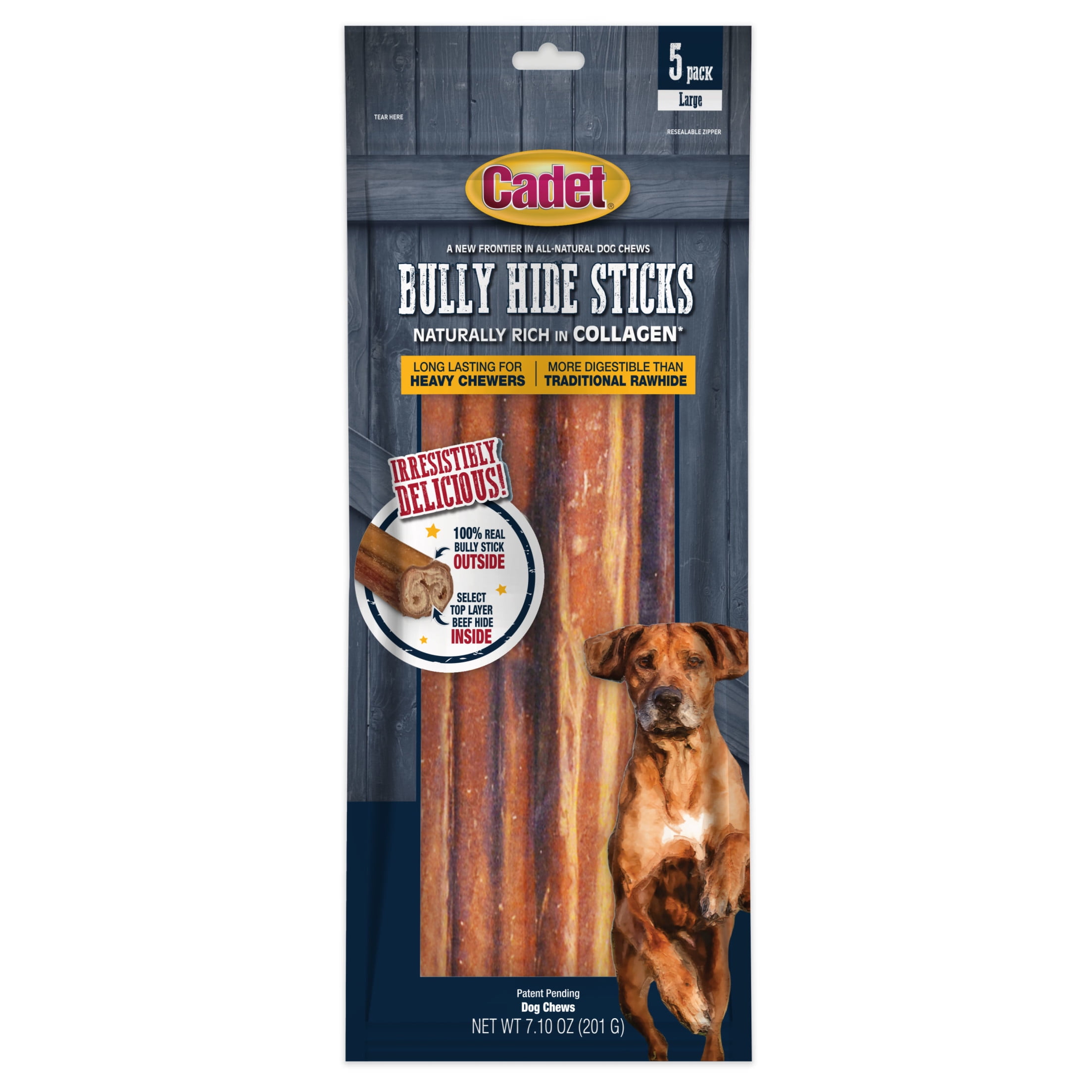 Cadet Bully Hide Sticks All-Natural Dog Chews Large Bully Stick Large ...