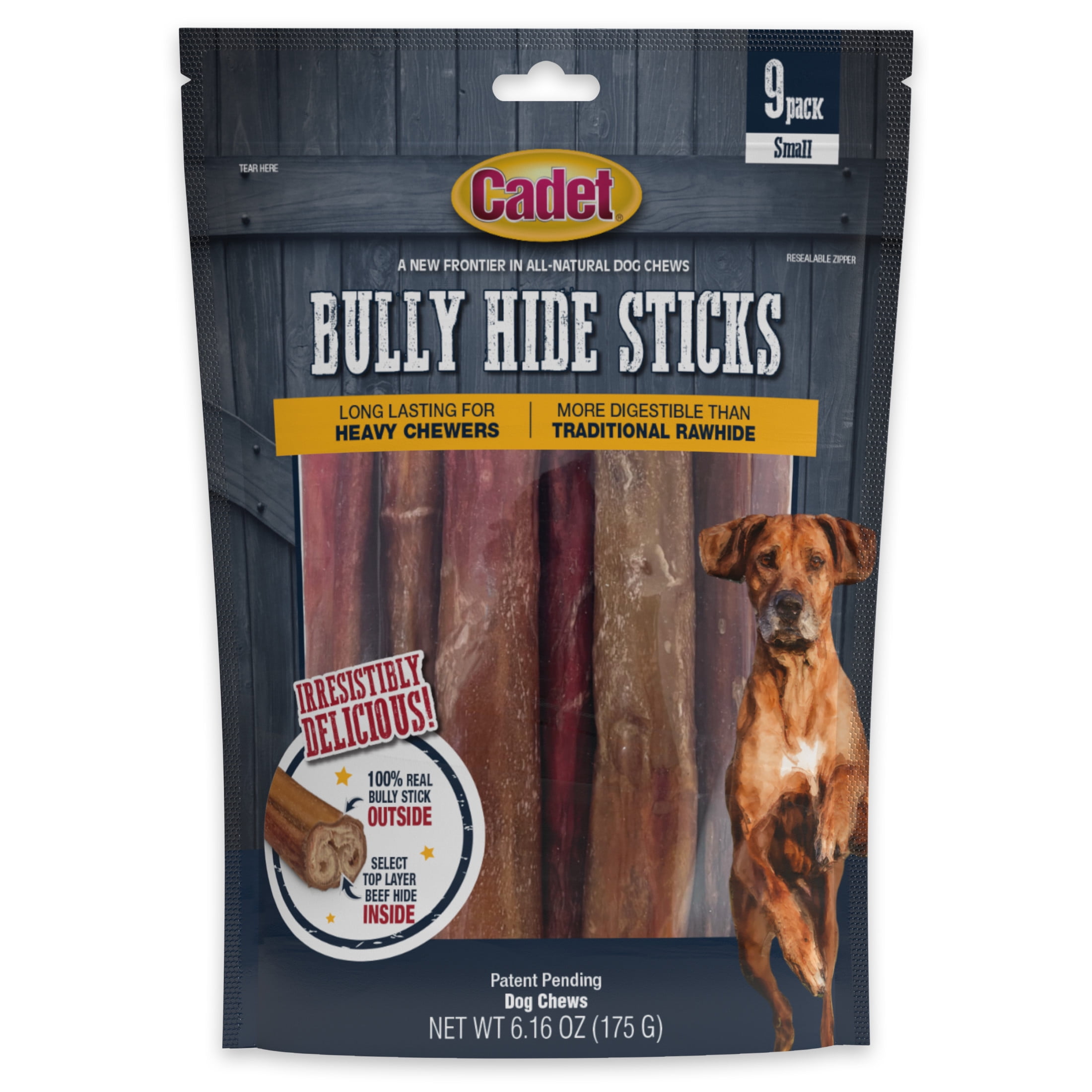 Cadet, Dog Chews, Bully Hide Sticks Small 9 Count, All-Natural ...