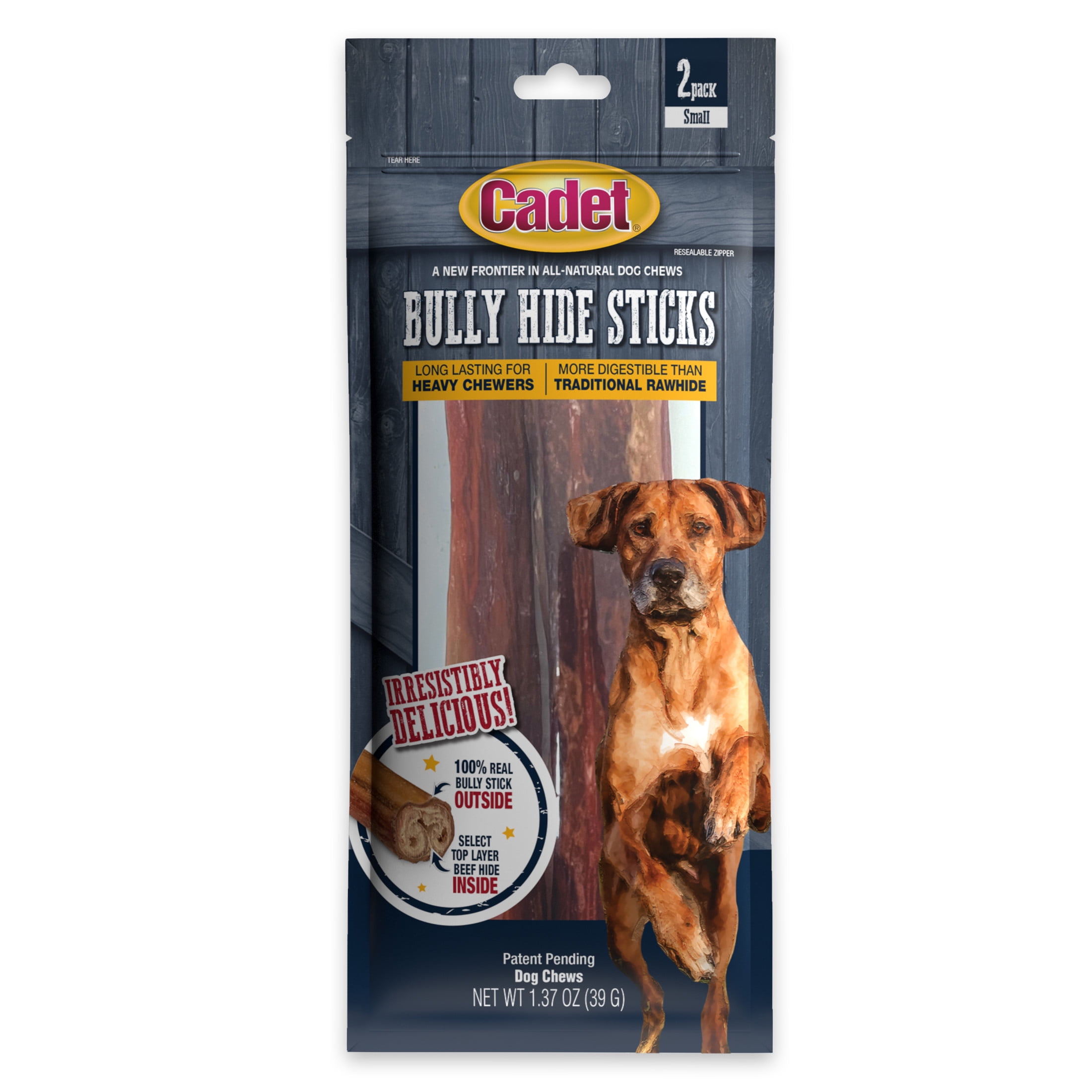 Cadet Bully Hide Sticks All-Natural Dog Chews Bully Stick Small (2 ...