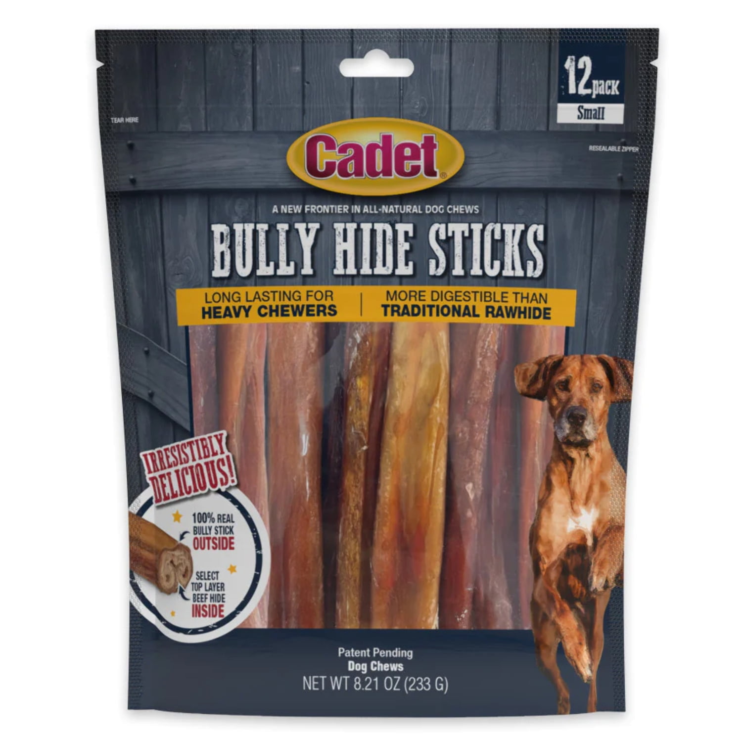 Cadet Bully Hide Sticks, All-Natural Beef Pizzle Dog Chews for Small ...