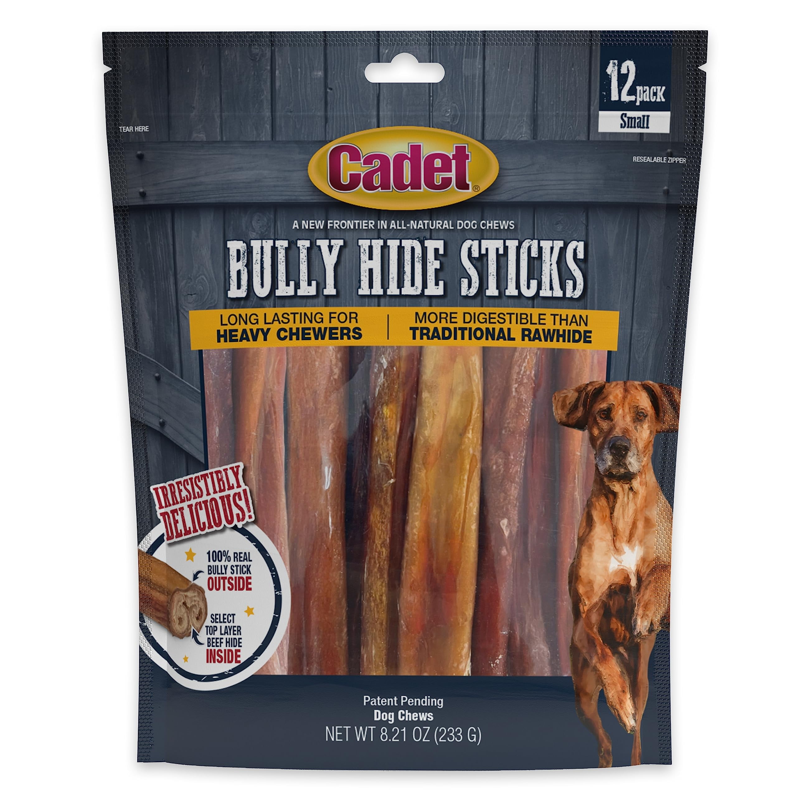 Cadet Bully Hide Sticks MMF7 for Small Dogs - All-Natural Beef Pizzle ...