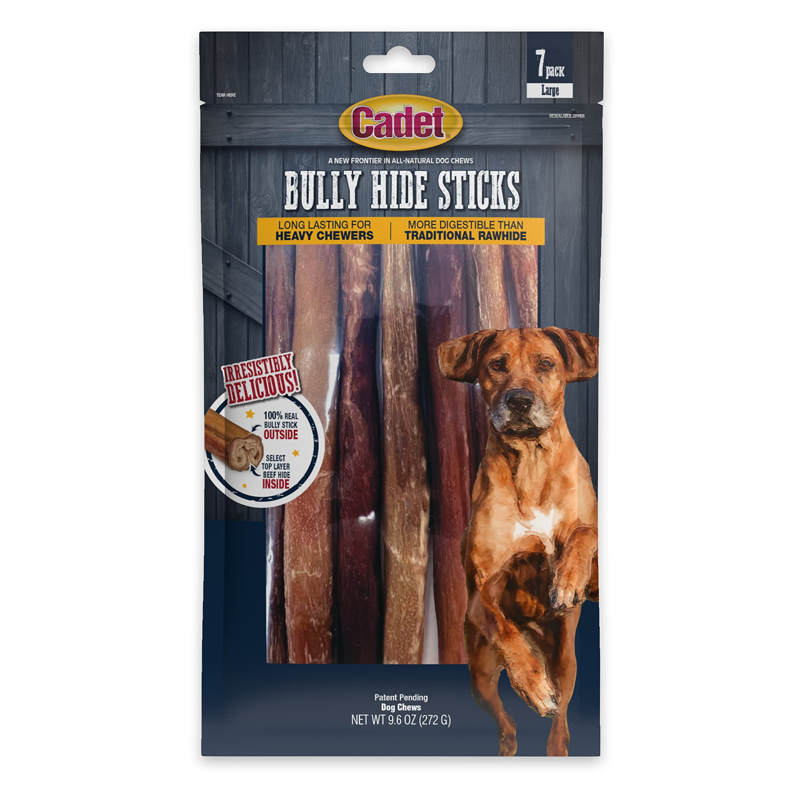 Cadet Bully Hide Sticks for Large ATT1Dogs, All-Natural Beef Pizzle ...