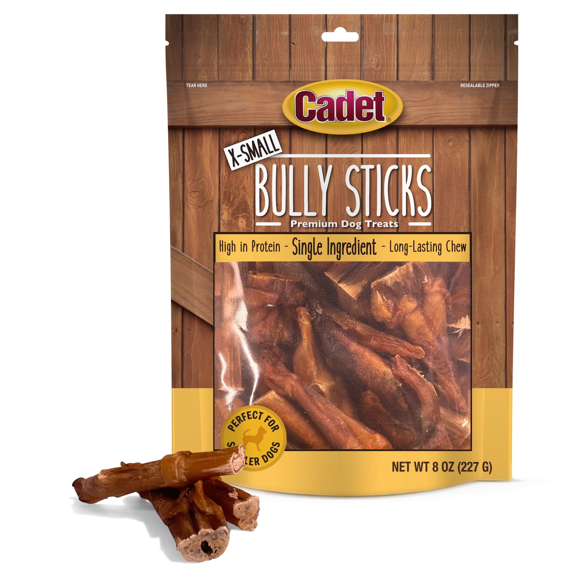 Cadet Bully Stick Dog Treats for Small Dogs, All Natural Beef Pizzle ...
