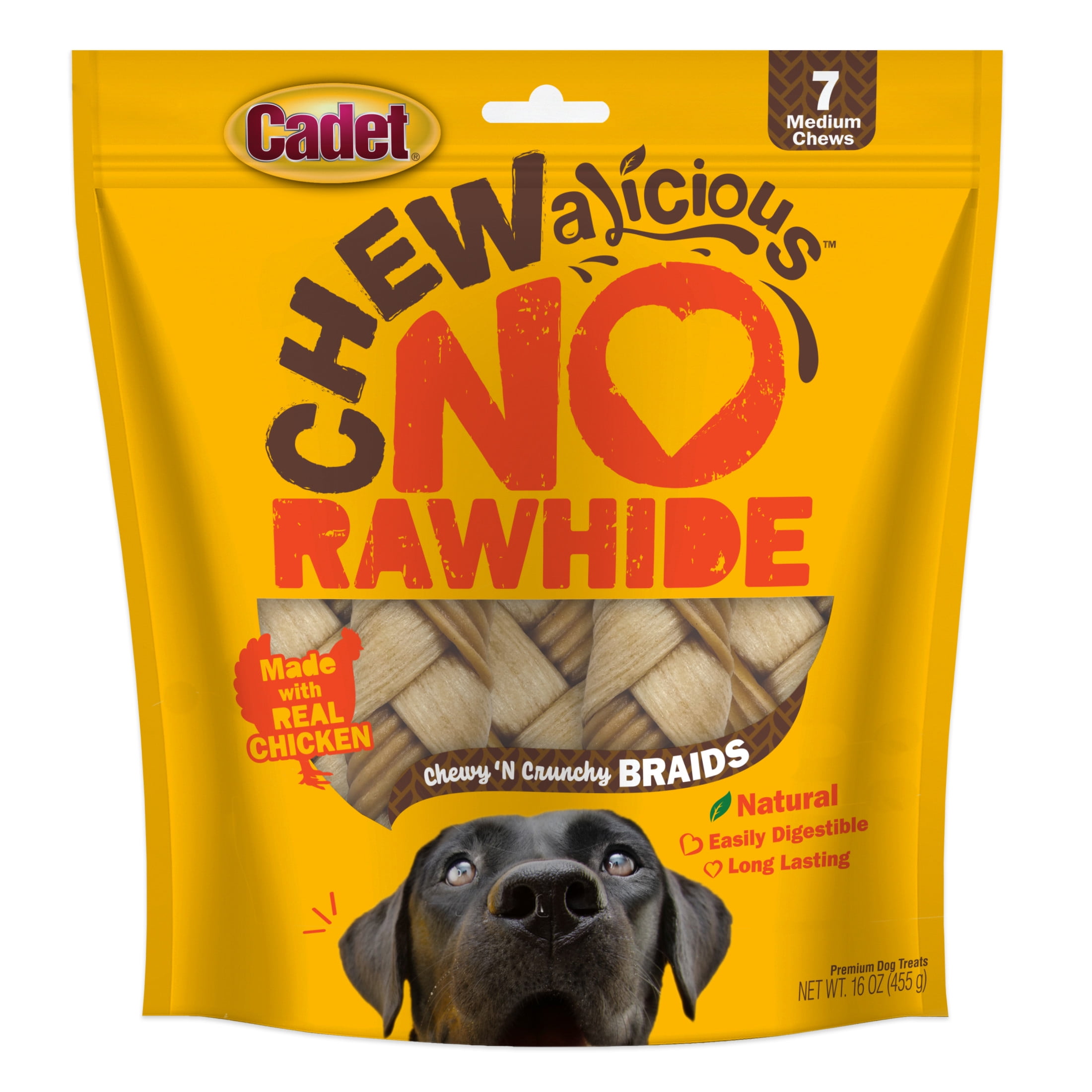 Cadet Chewalicious Chewy 'N Crunchy Rawhide-Free Natural Braids Chicken ...