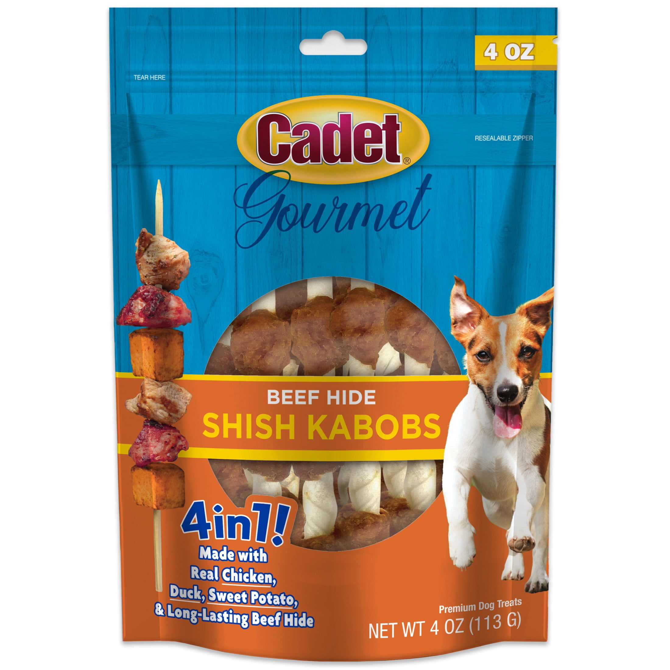 Cadet Gourmet Beef Hide Shish Kabob Dog Treats 4 Ounce (Pack of 1 ...