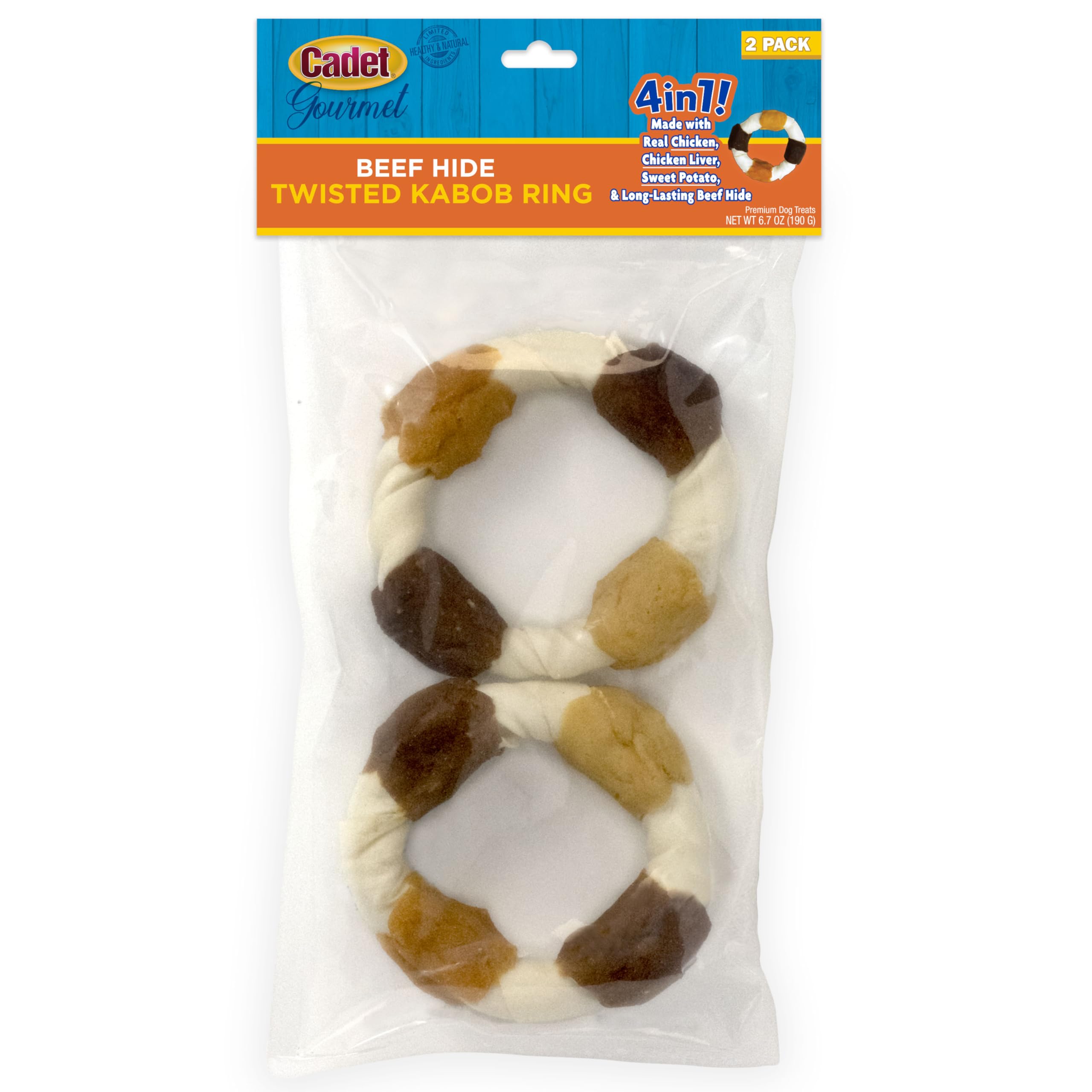 Cadet Gourmet Triple-Flavored Ring SAF21 - Beef Hide Kabob Dog Treats ...