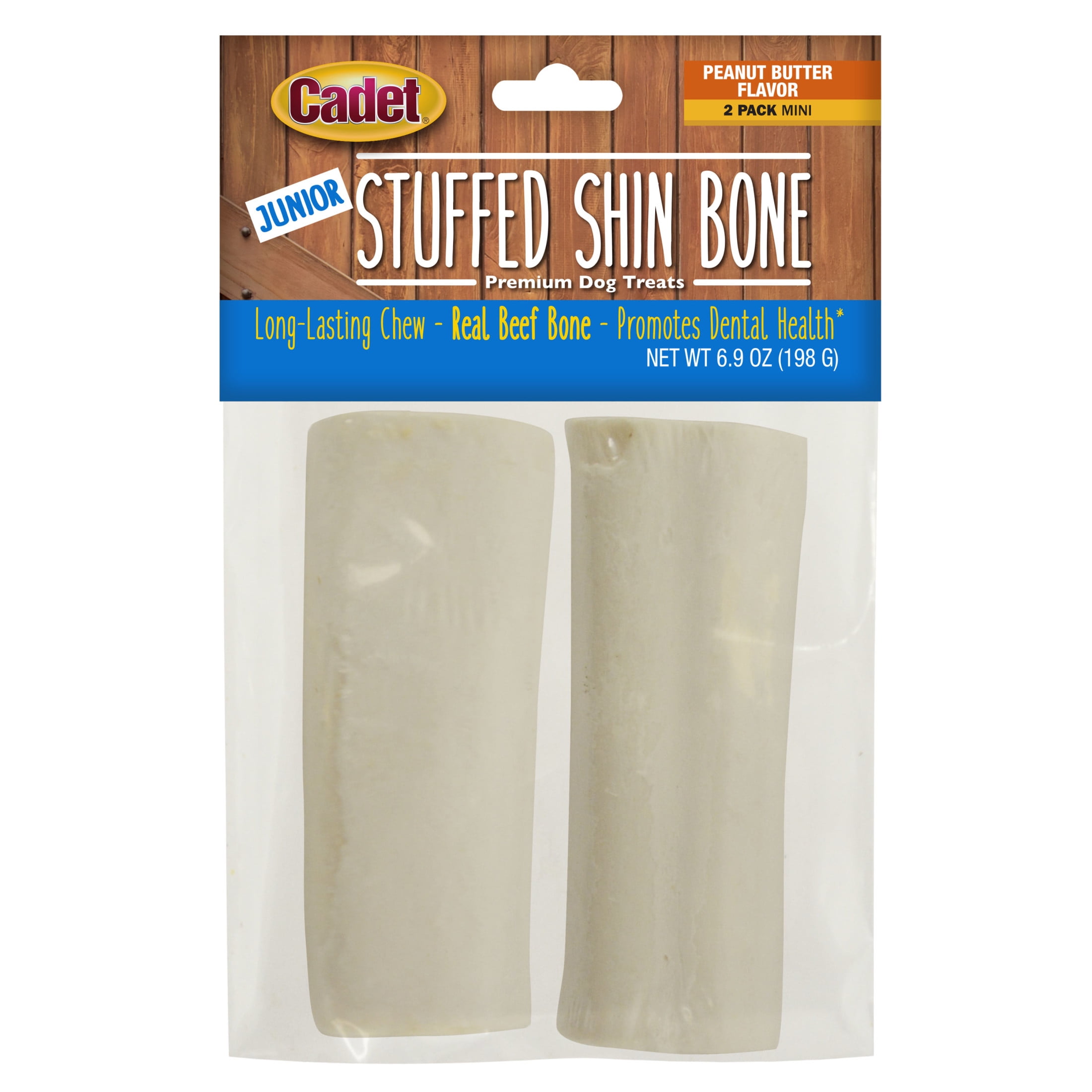 Cadet Junior Stuffed Shin Bones for Dogs Peanut Butter Mini (2 Count ...