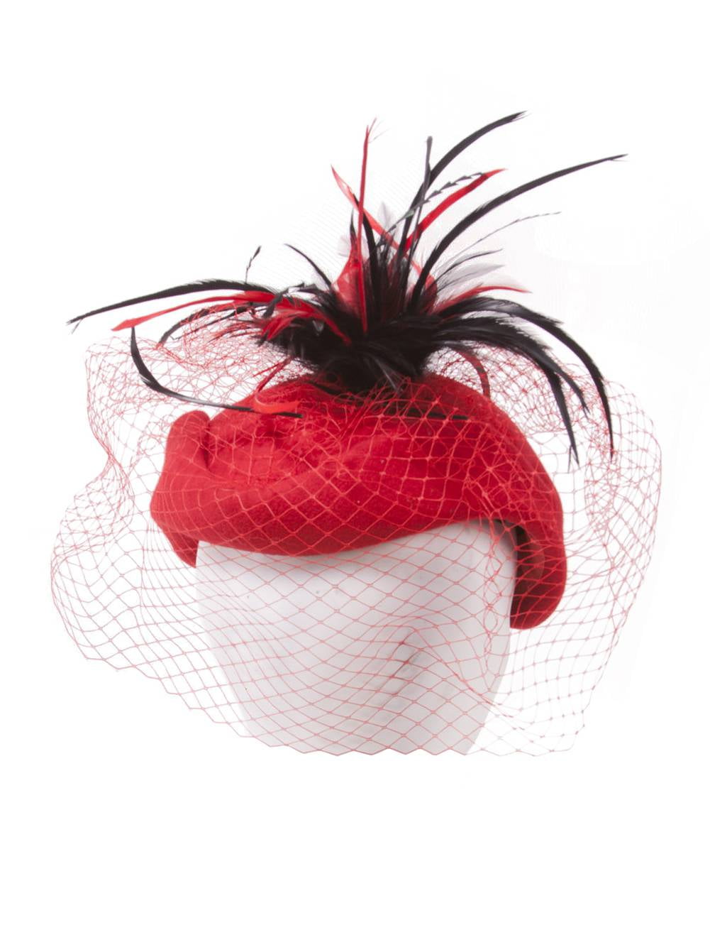 Cadet Mesh Feather Fascinator Hat - Red - Walmart.com