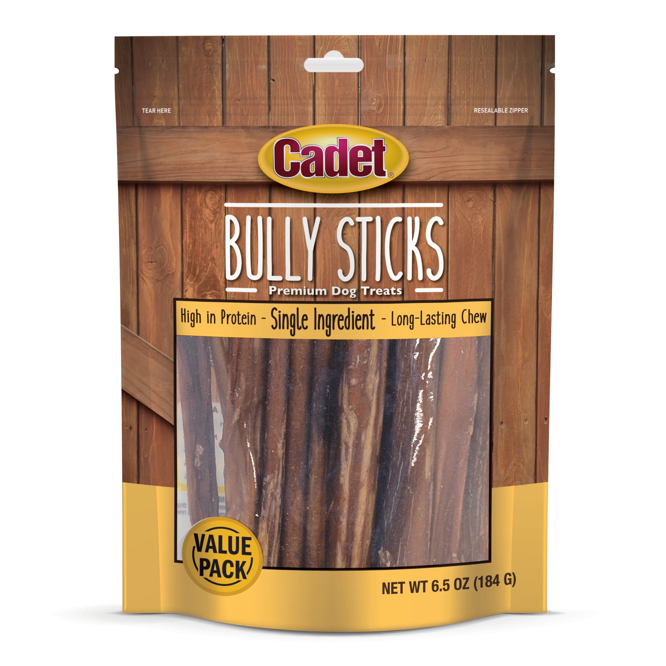 Cadet Bully Stick Dog Treats for Small Dogs, All Natural Beef Pizzle ...