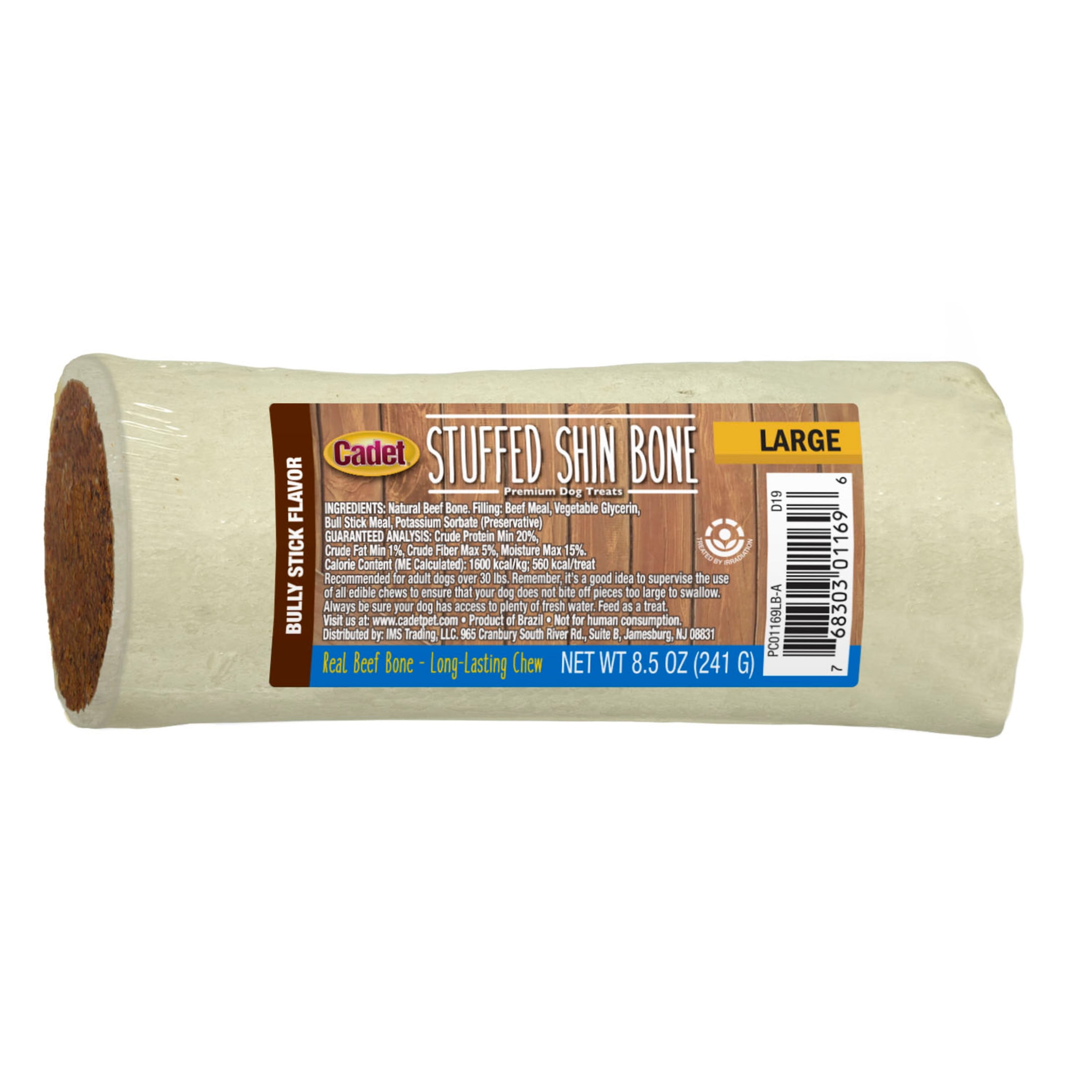 Cadet Stuffed Shin Bones Dog Treats, Long Lasting Bully Stick Filled ...