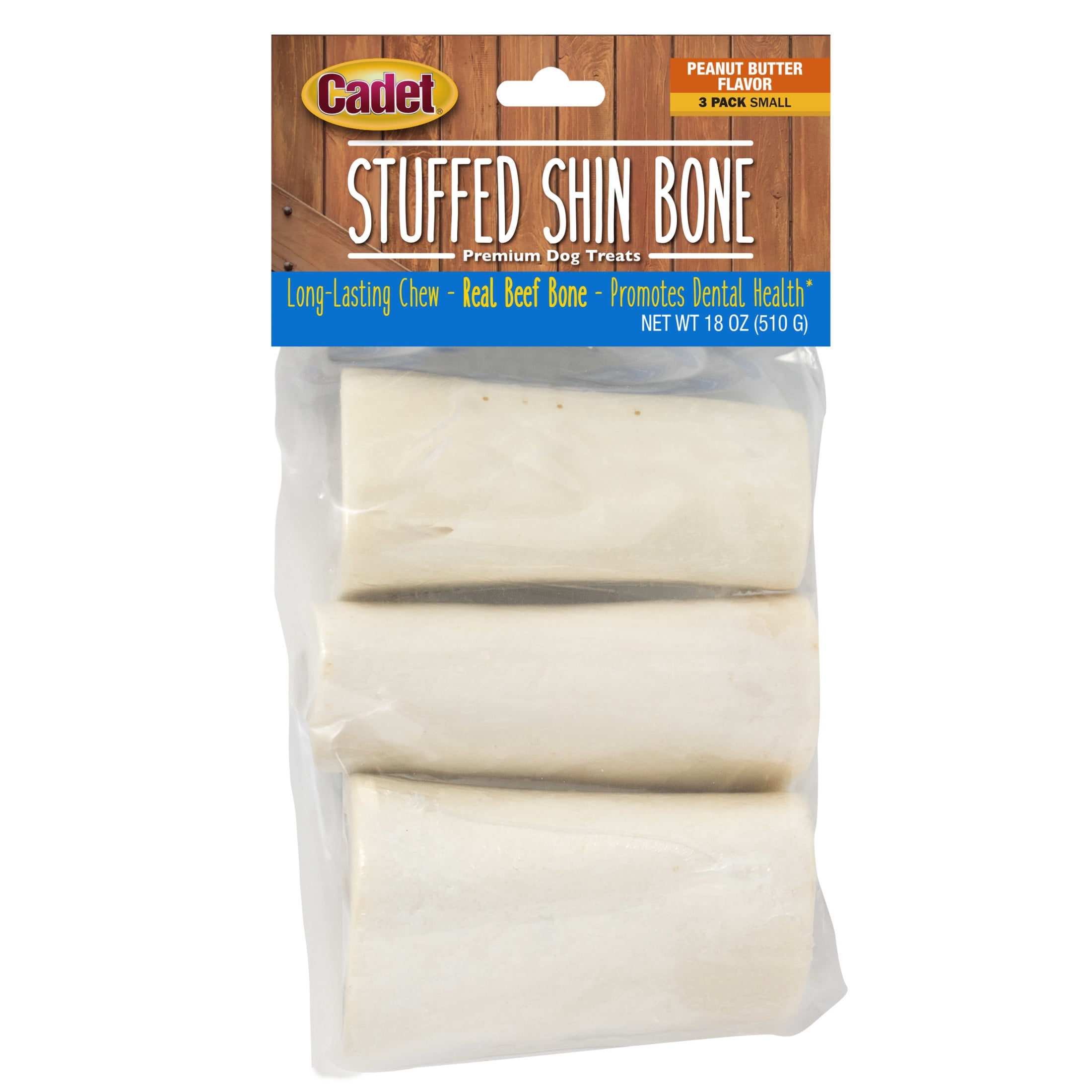 Cadet Stuffed Shin Bones for Dogs Peanut Butter Small (3 Count ...