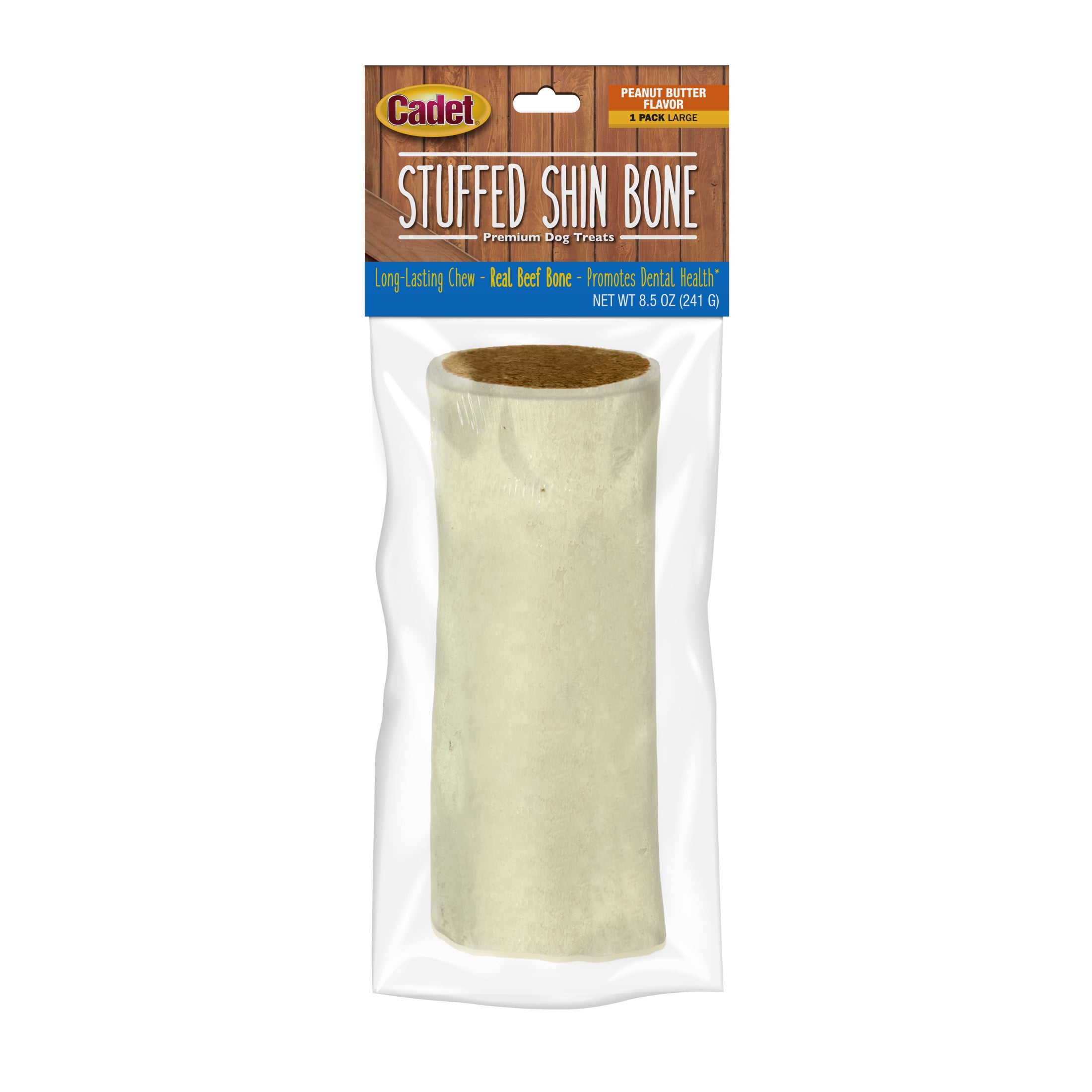 Cadet Stuffed Shin Bones Dog Treats, Long Lasting Peanut Butter Filled ...