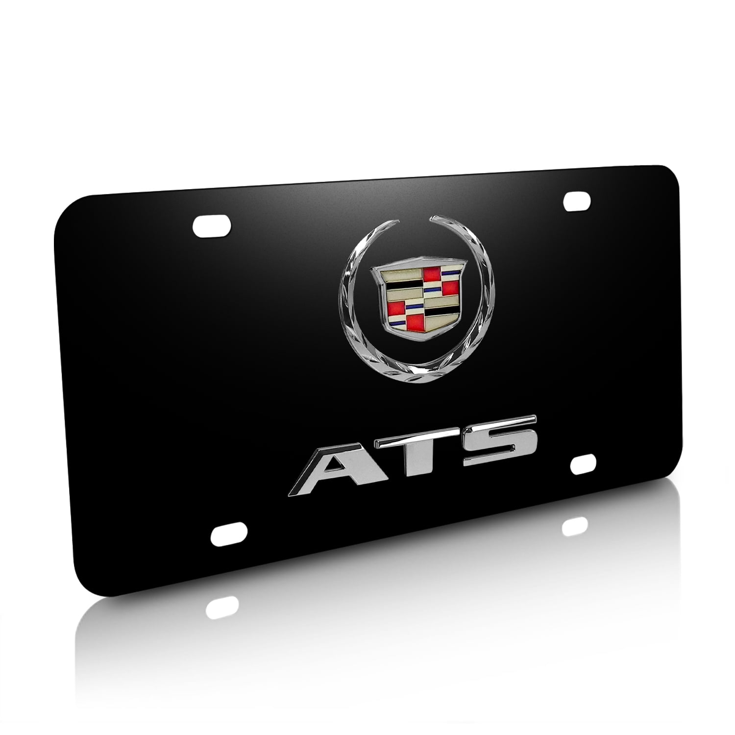 Cadillac ATS 3D Dual Logo Black Stainless Steel License Plate - Walmart.com