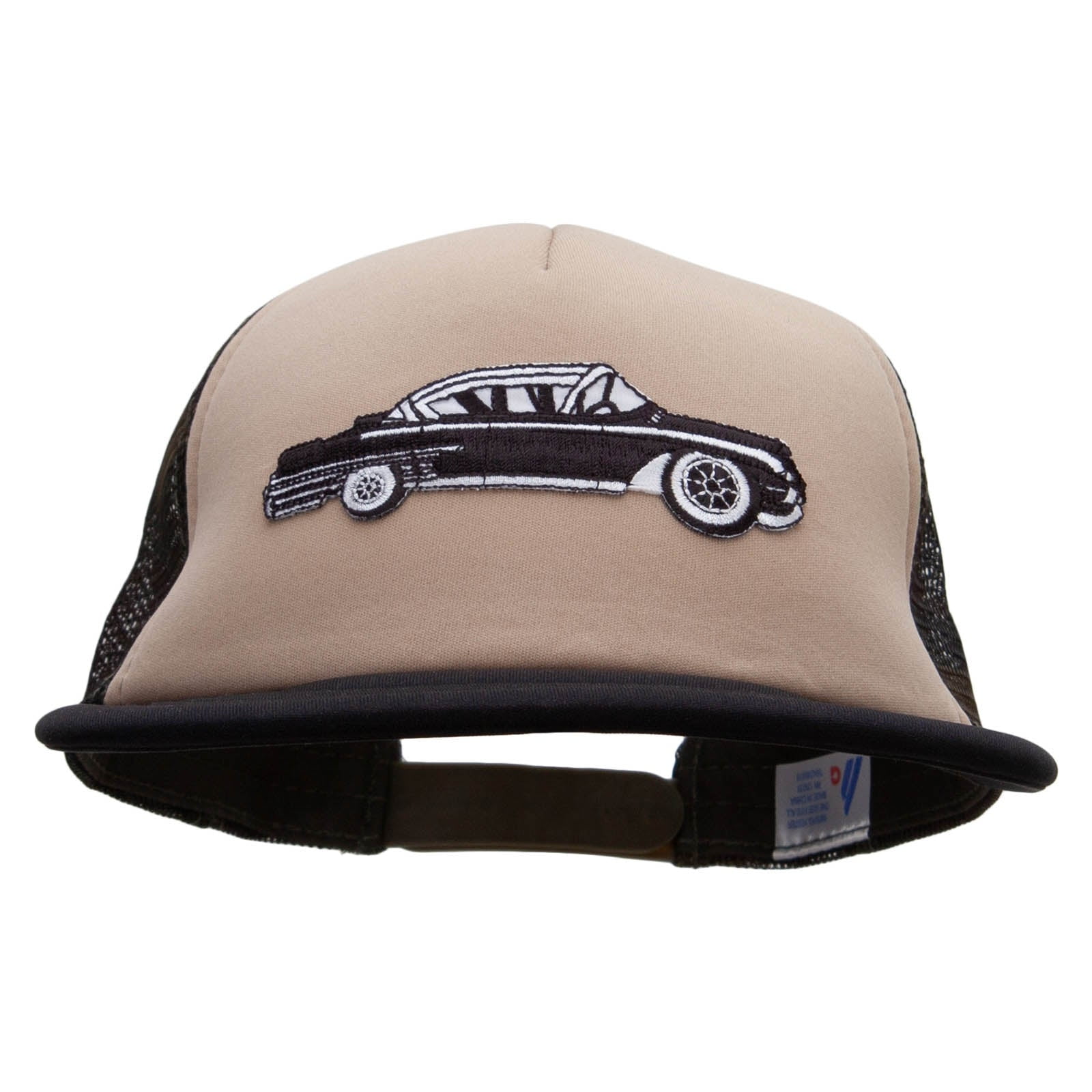 Cadillac Car Patched Flat Bill Foam Camo Mesh Trucker Cap - Khaki Black ...