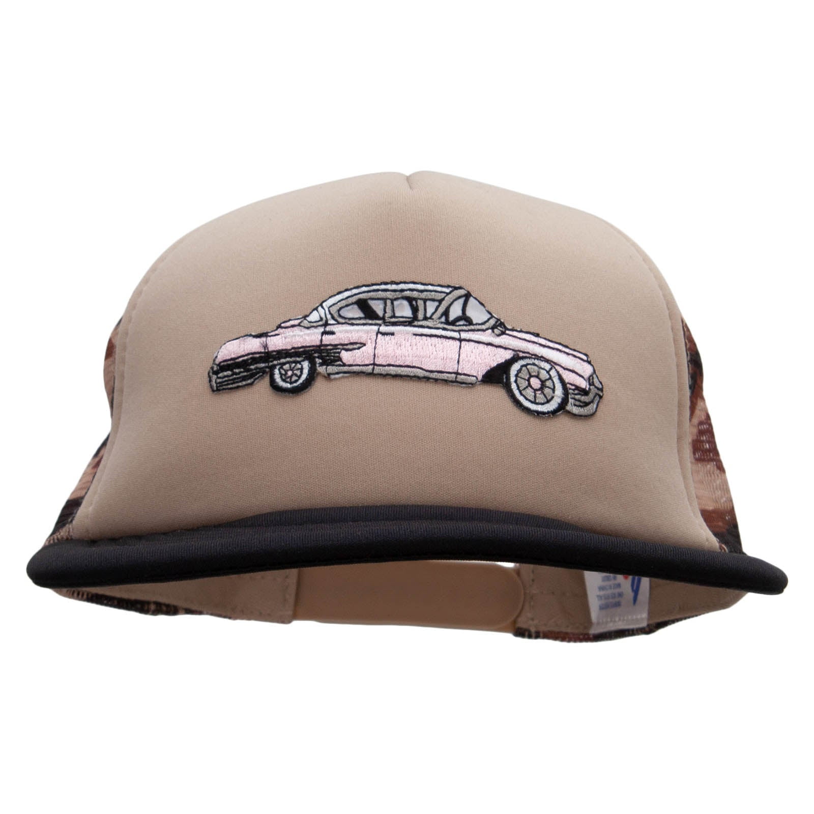 Cadillac Car Patched Flat Bill Foam Camo Mesh Trucker Cap - Khaki ...